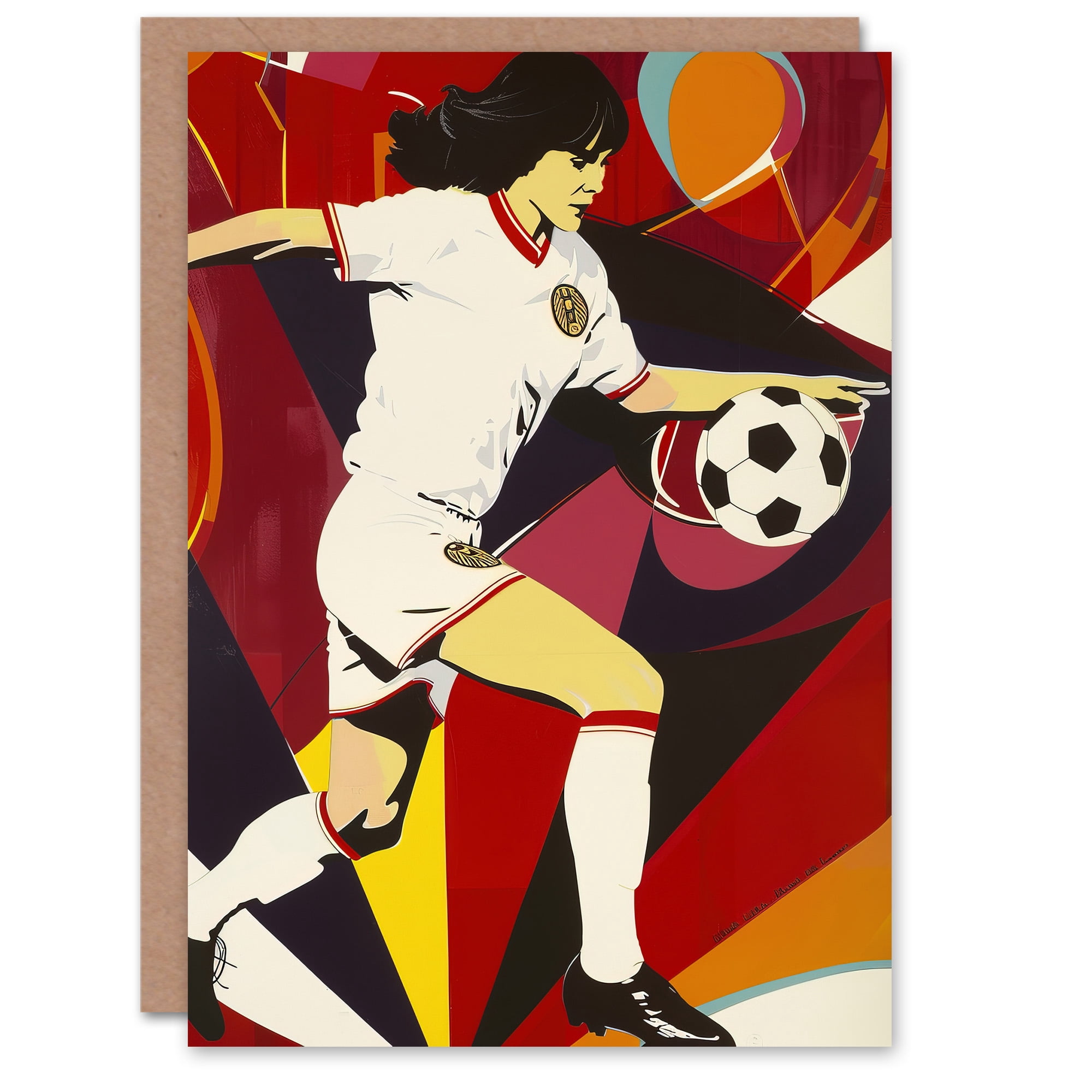 Artery8 Female Footballer in Motion Artwork Red Powerful Greeting ...