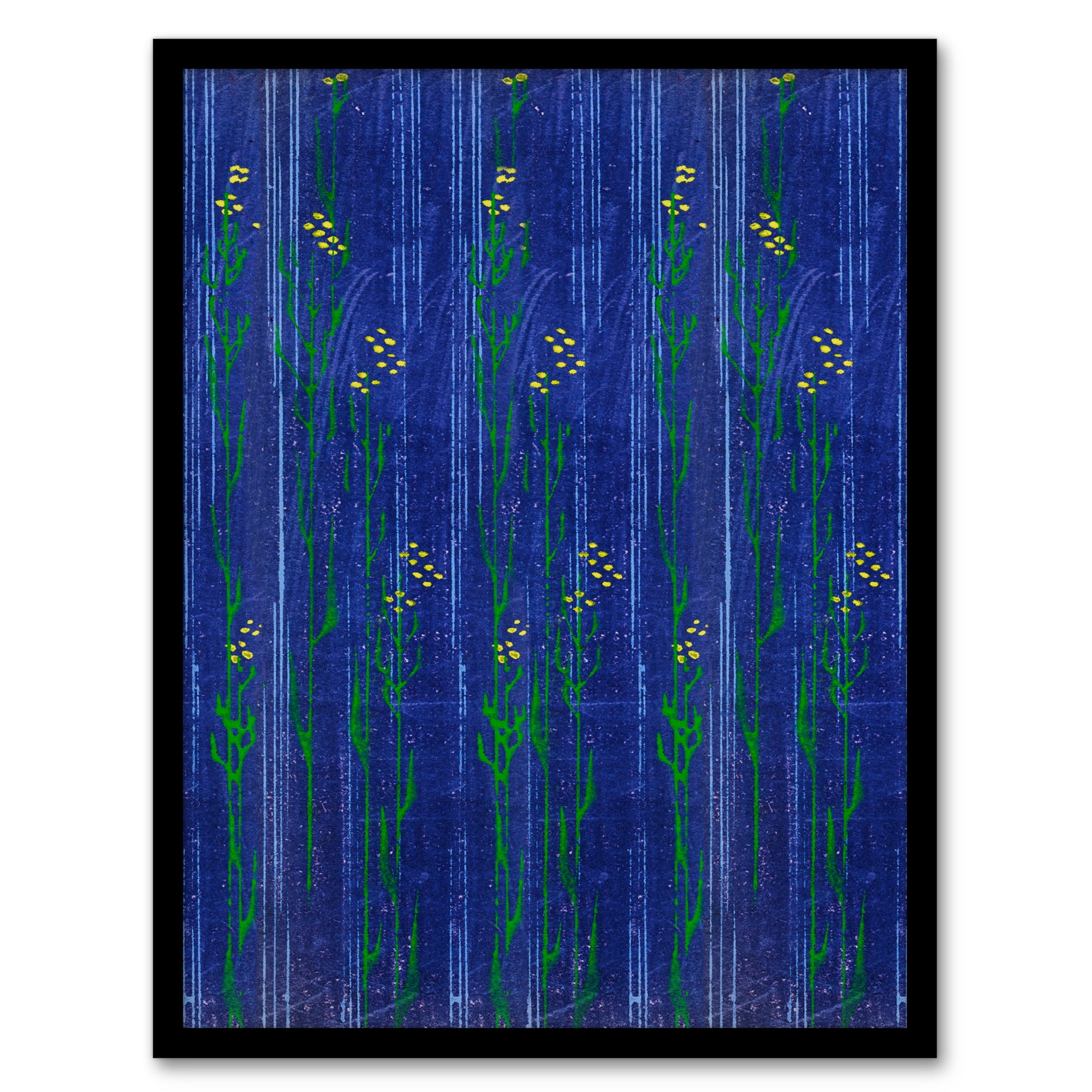 Artery8 Furuya Korin Vintage Japanese Blue Floral Pattern Framed Wall ...