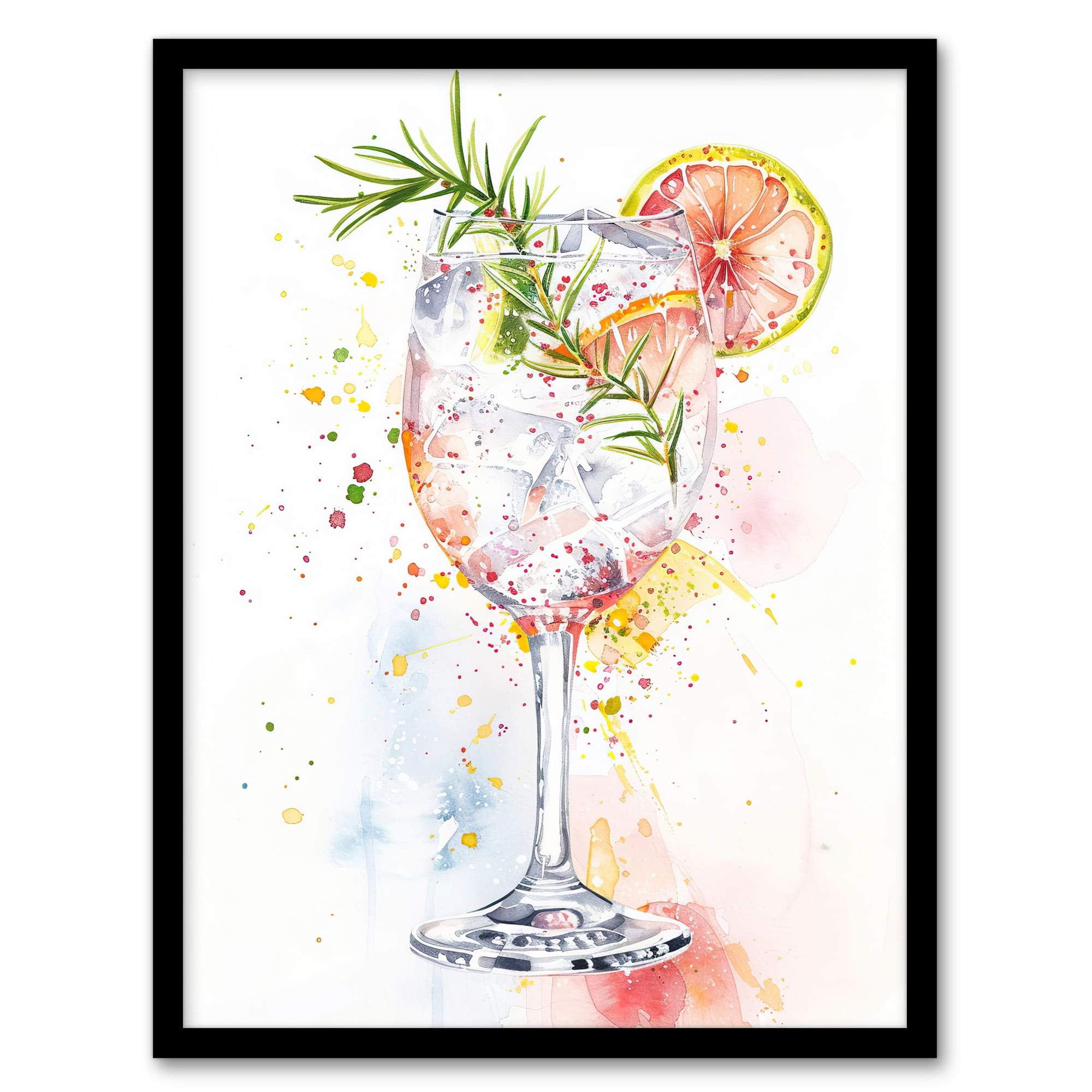 Artery8 Gin Tonic Cocktail Rosemary Watercolour Modern Kitchen Artwork ...