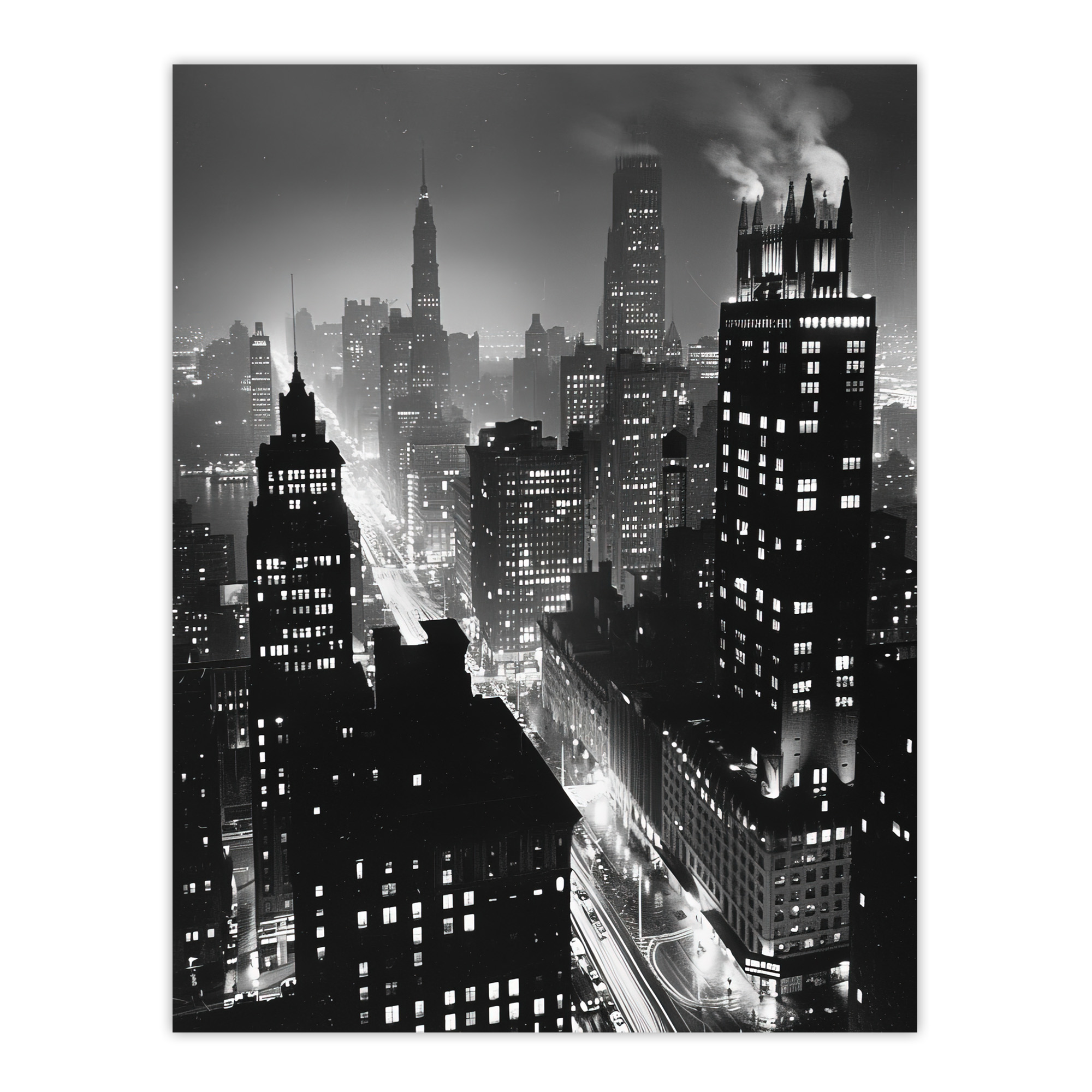 Artery8 Gotham City Black White Cityscape Concept Art Living Room ...