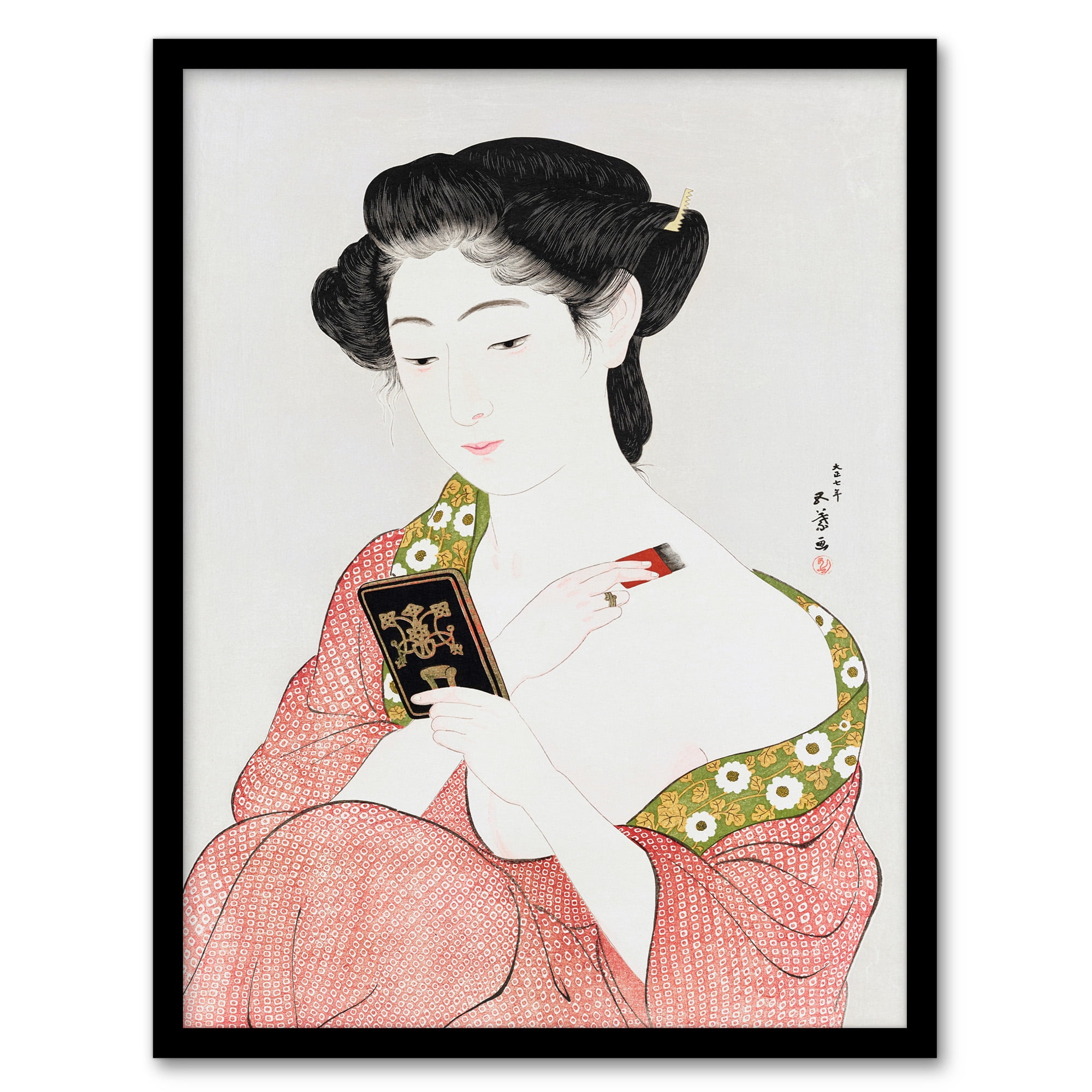 Artery8 Goyo Hashiguchi Woman Applying Powder Portrait Framed Wall Art ...