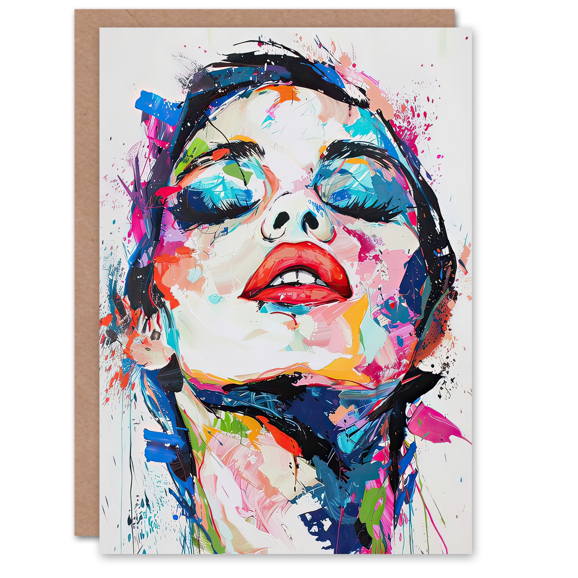 Artery8 Greeting Card 1960s Colourful Girl Portrait Modern Art For Her ...