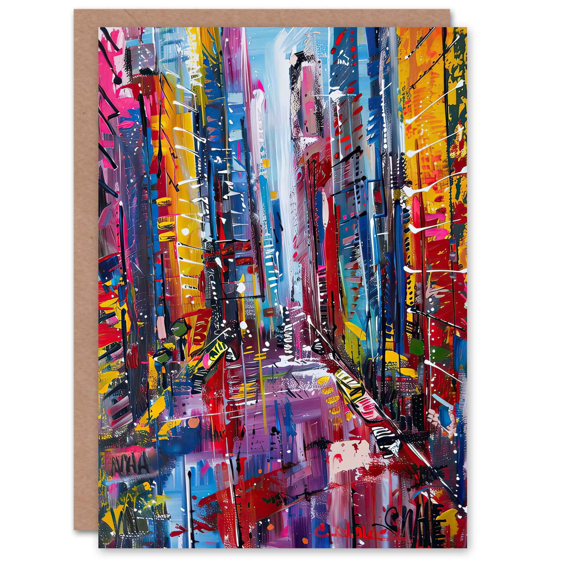 Artery8 Greeting Card Abstract Chicago Street Colourful Cityscape Blank ...
