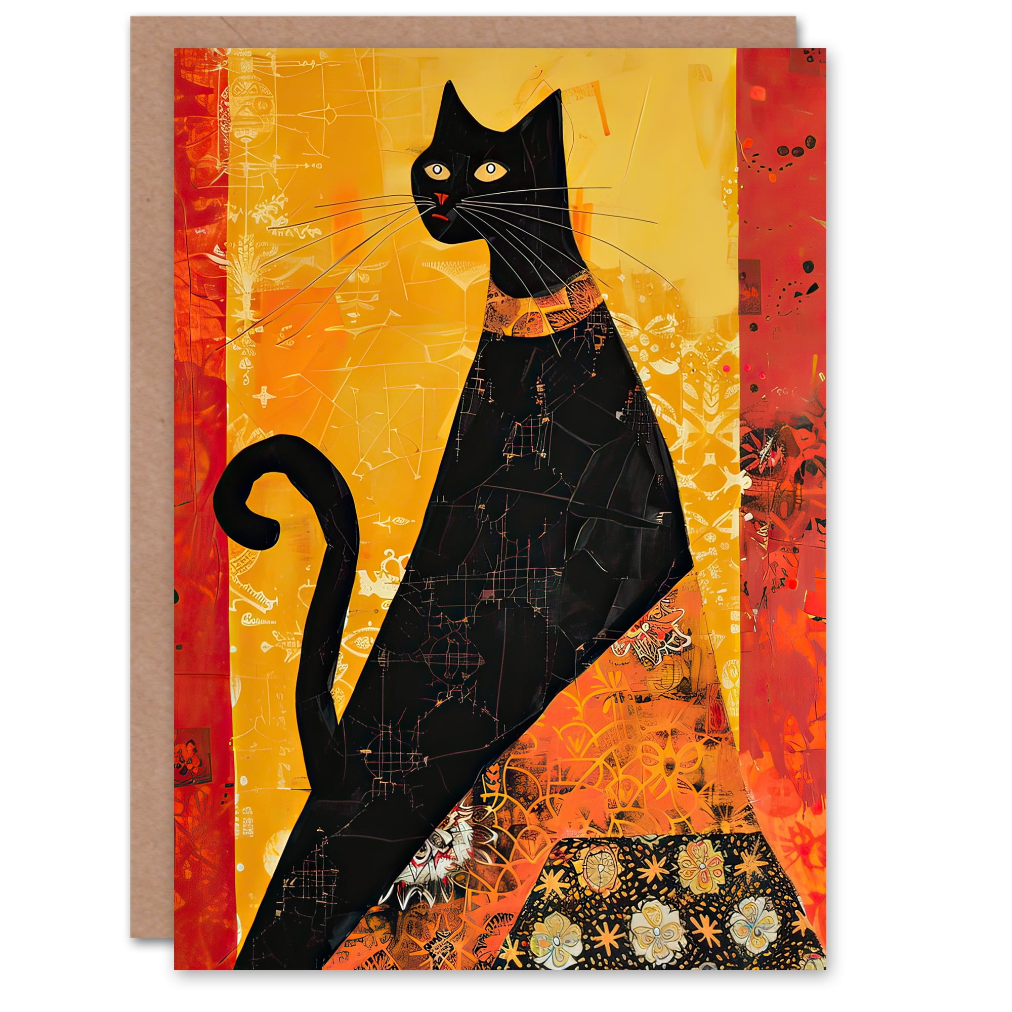 Artery8 Greeting Card Abstract Modernist Cat Lover Pet Hepcat Portrait ...