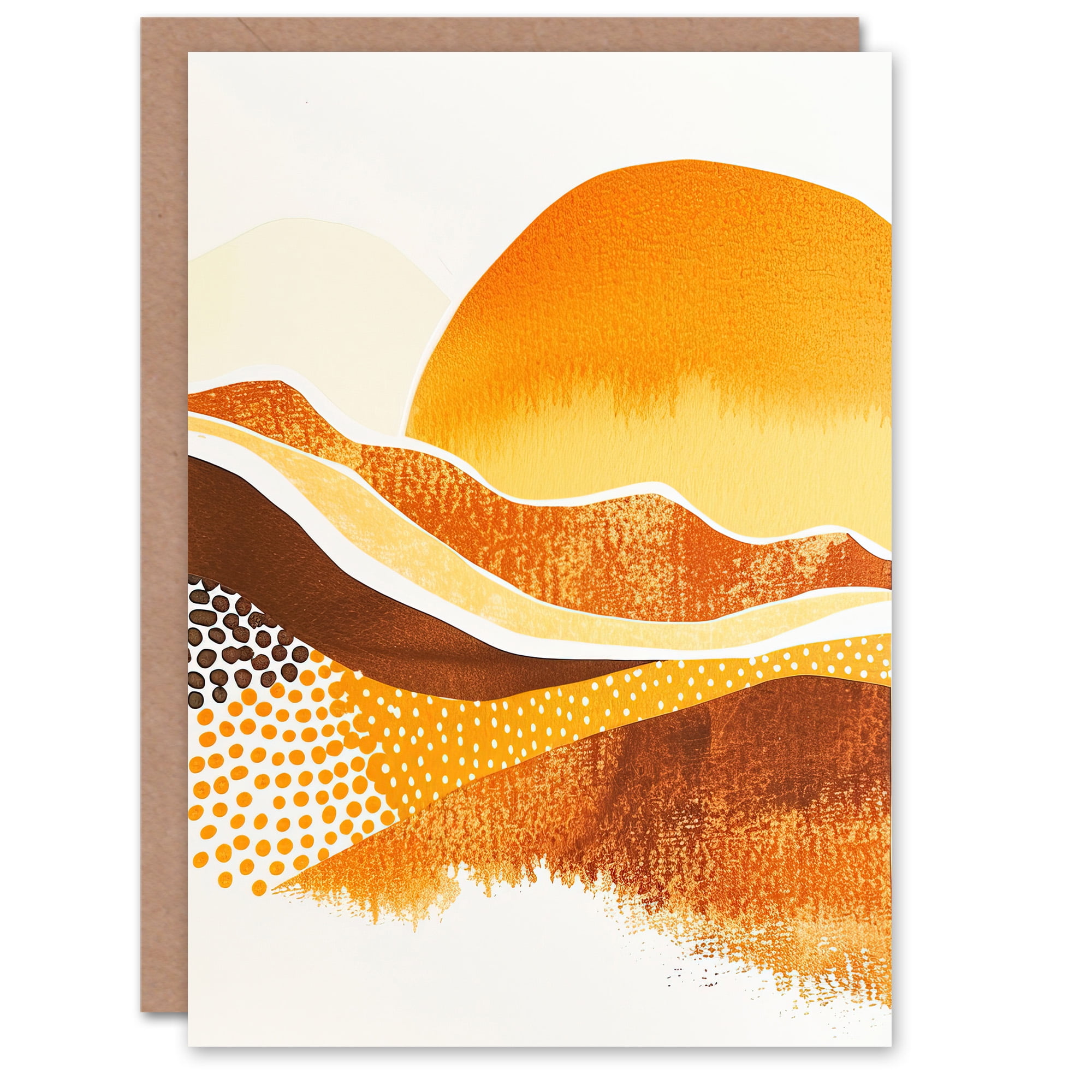 Artery8 Greeting Card Abstract Mountains Sunset Amber Orange Landscape ...