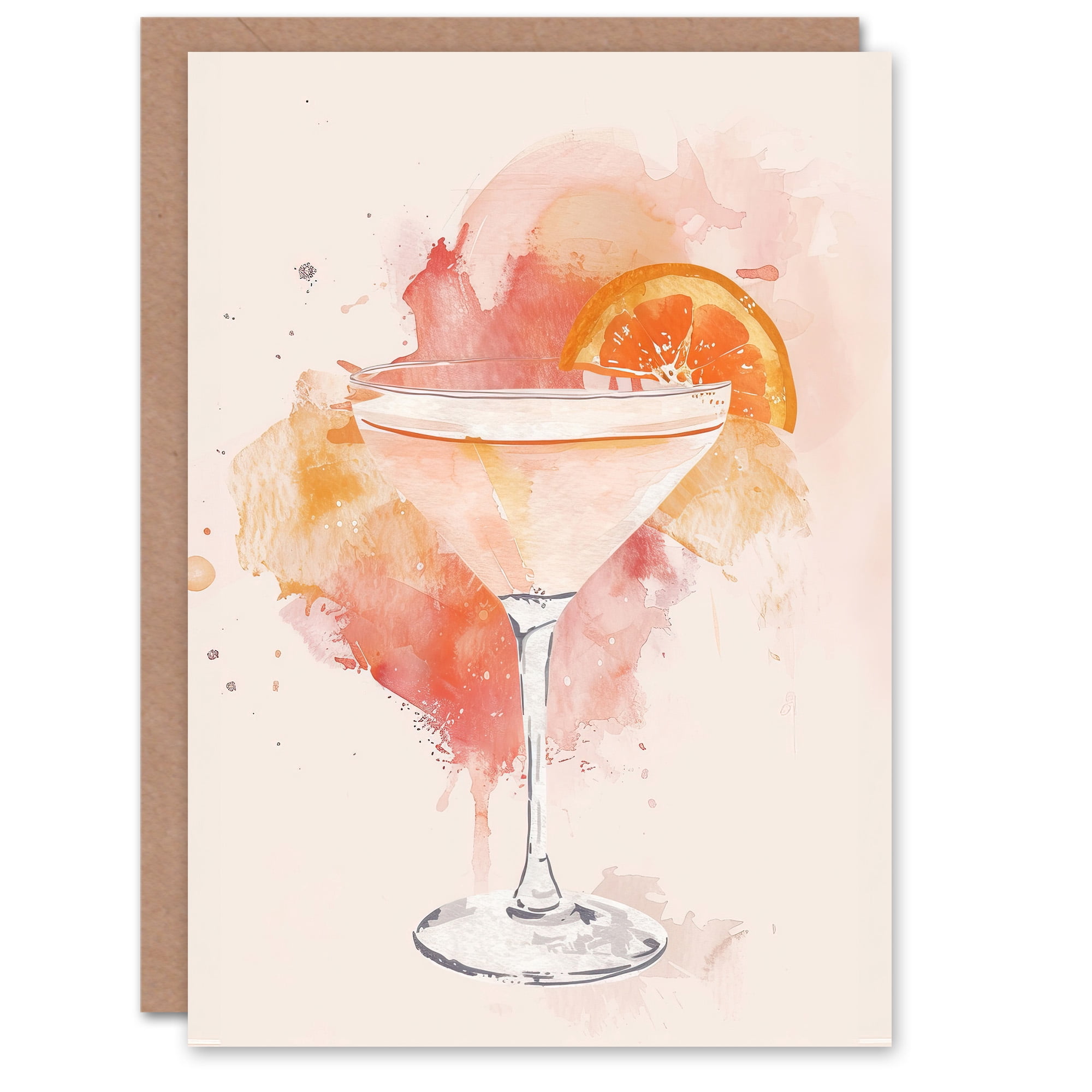 Artery8 Greeting Card Alcohol Drink Glass Fun Colour Fruit Slice Blank ...
