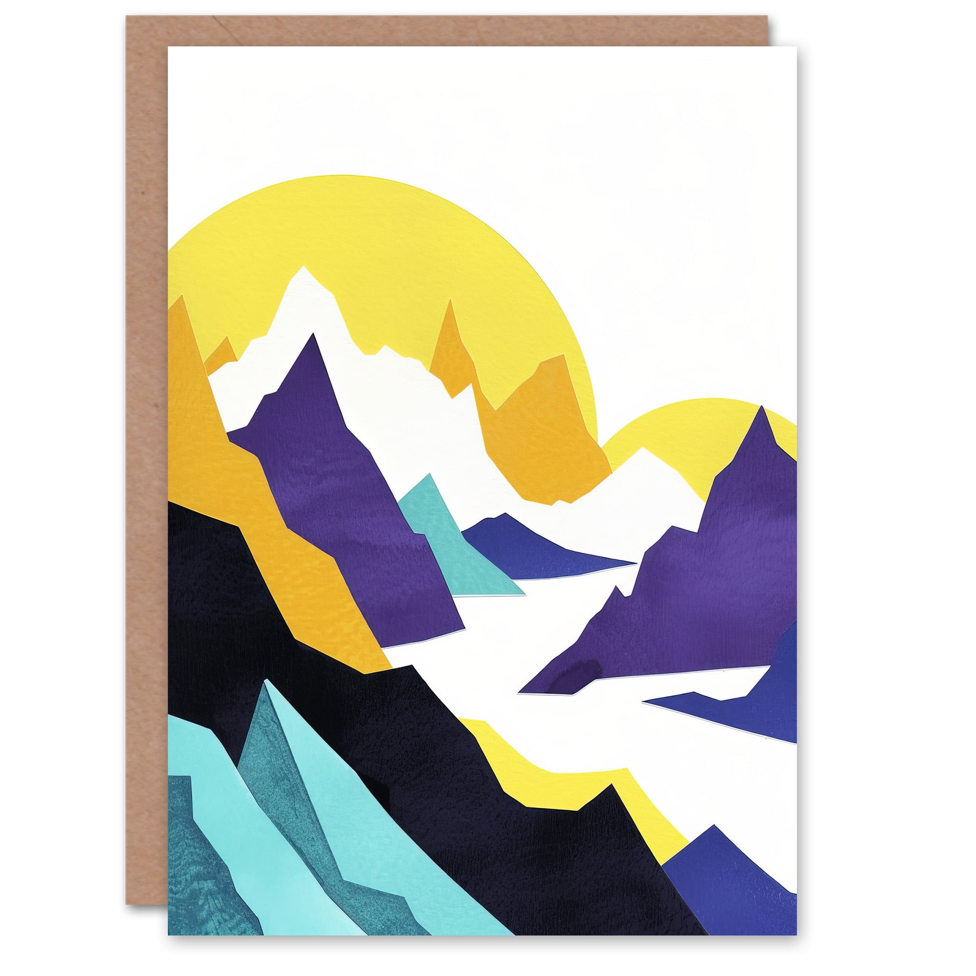 Artery8 Greeting Card Alps Mountain Range Vibrant Abstract Geometric ...