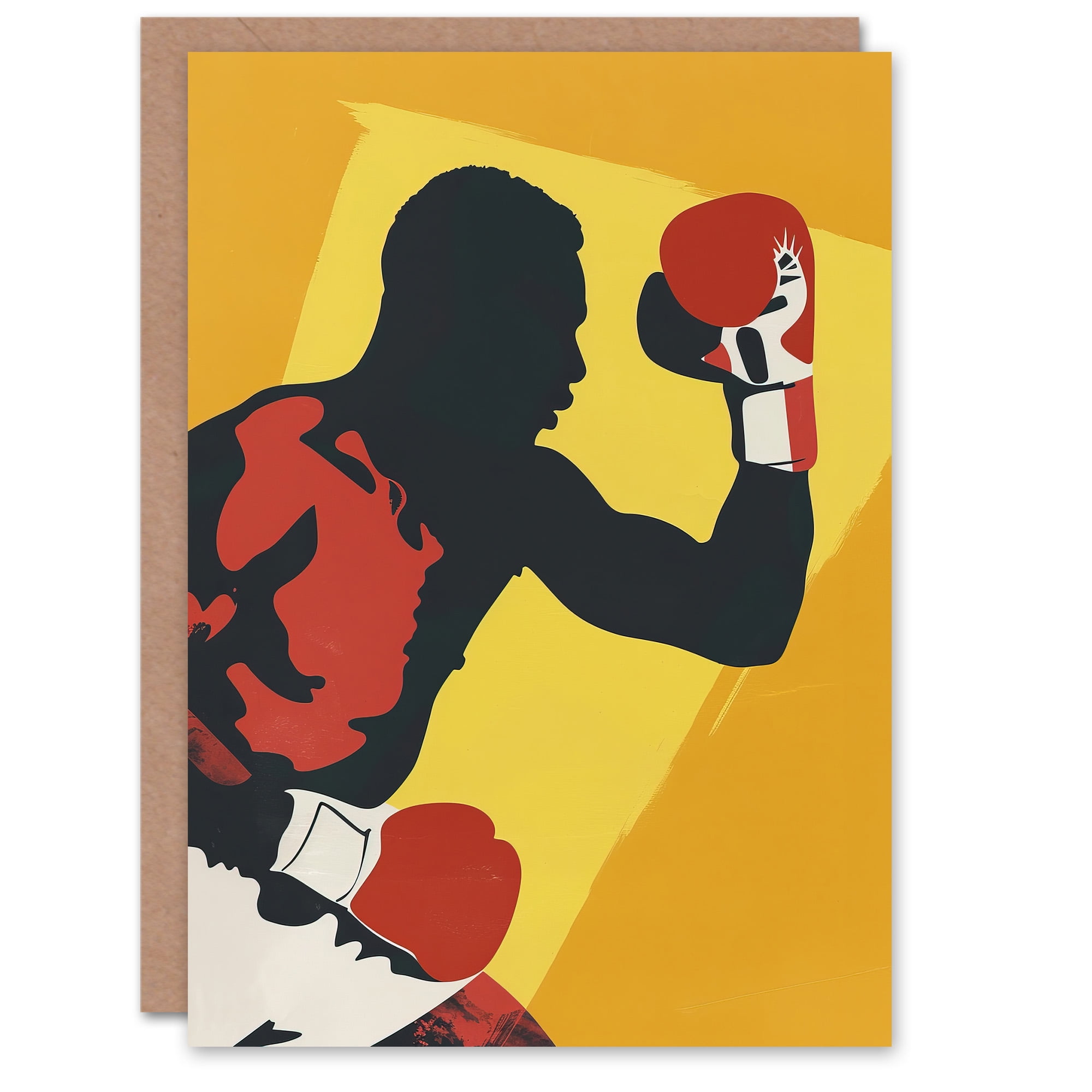 Artery8 Greeting Card Boxer Fight Boxing Match Gloves Yellow Portrait ...