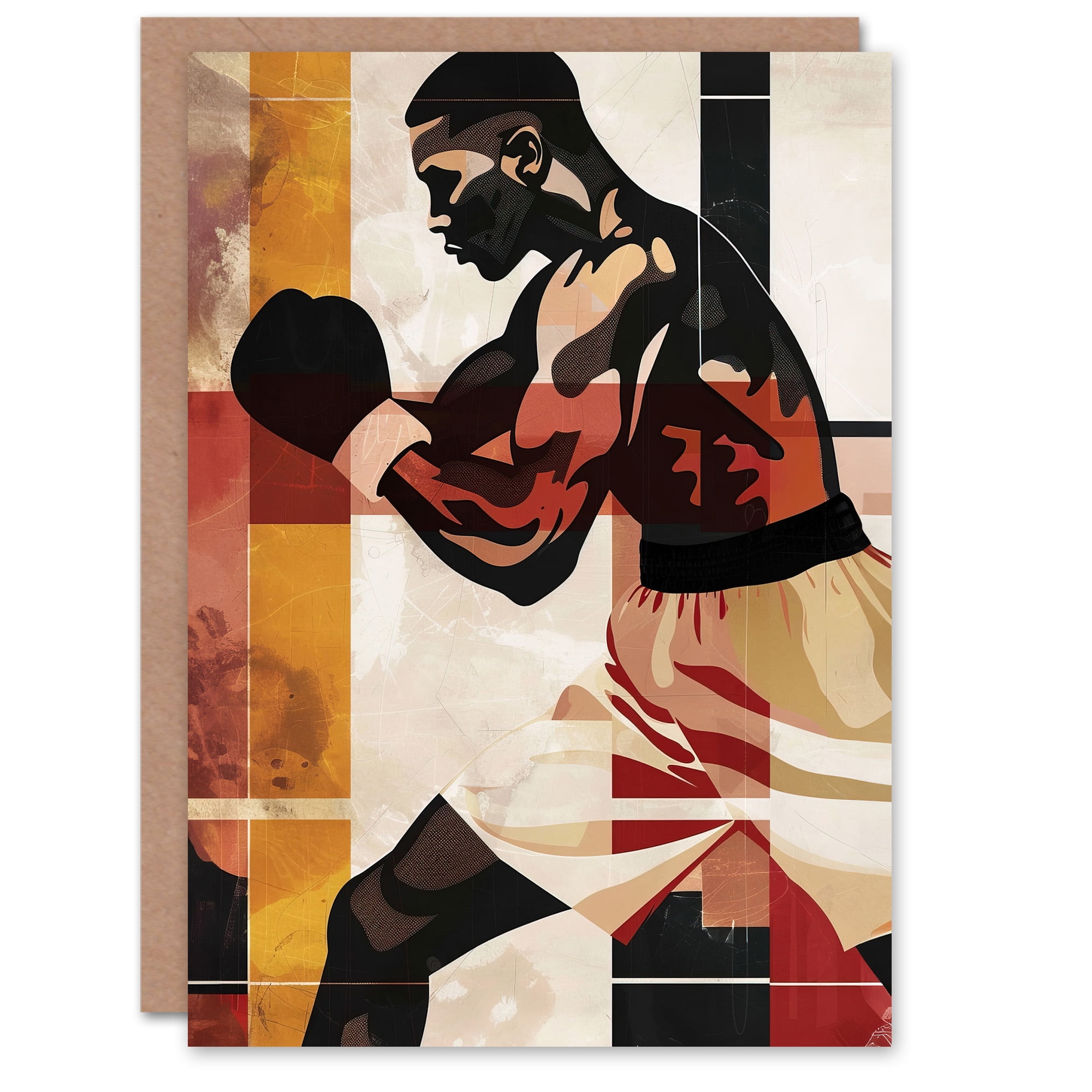 Artery8 Greeting Card Boxer Pop Art Portrait Fighter Boxing Design For ...