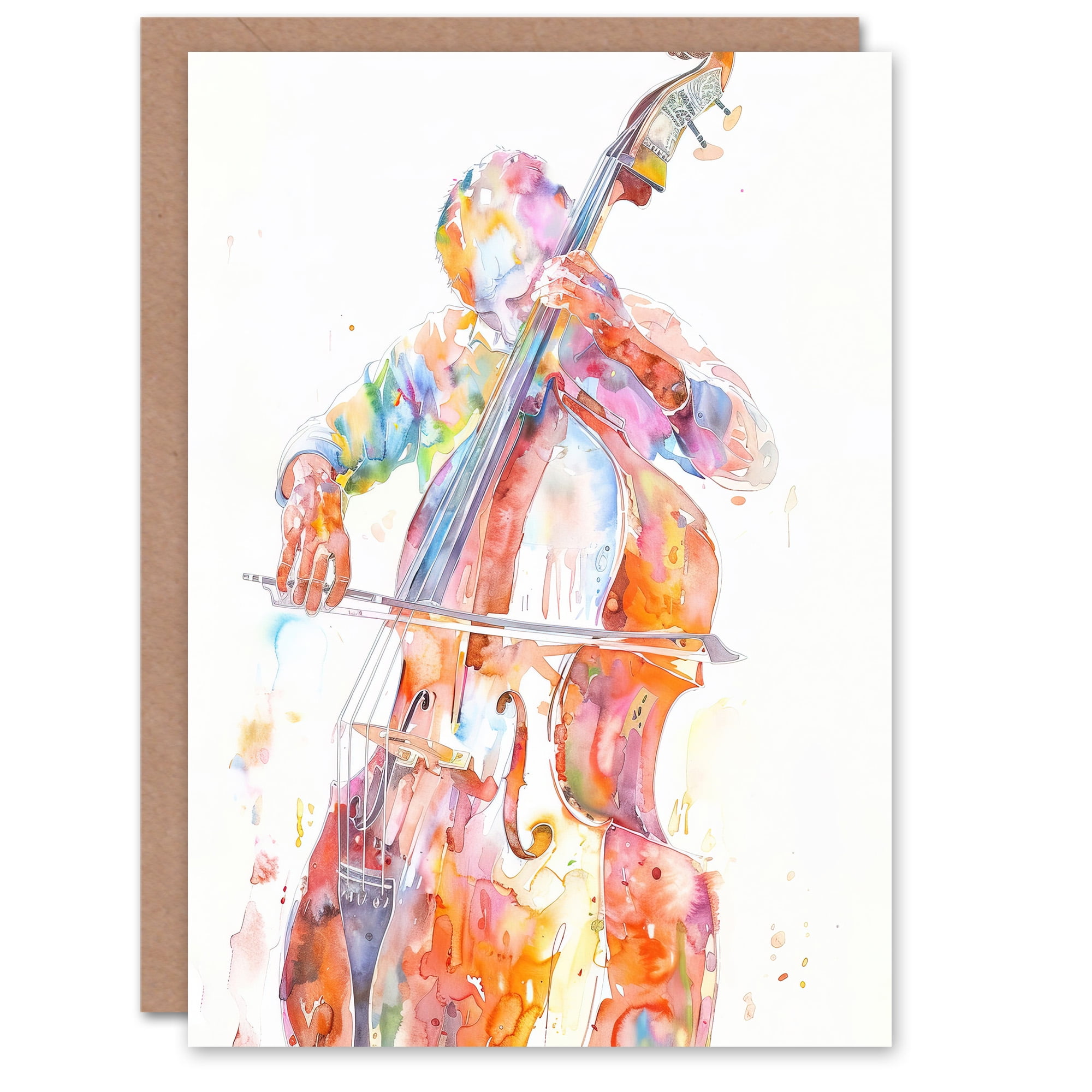 Artery8 Greeting Card Cellist Colourful Modern Watercolour Cello Music ...