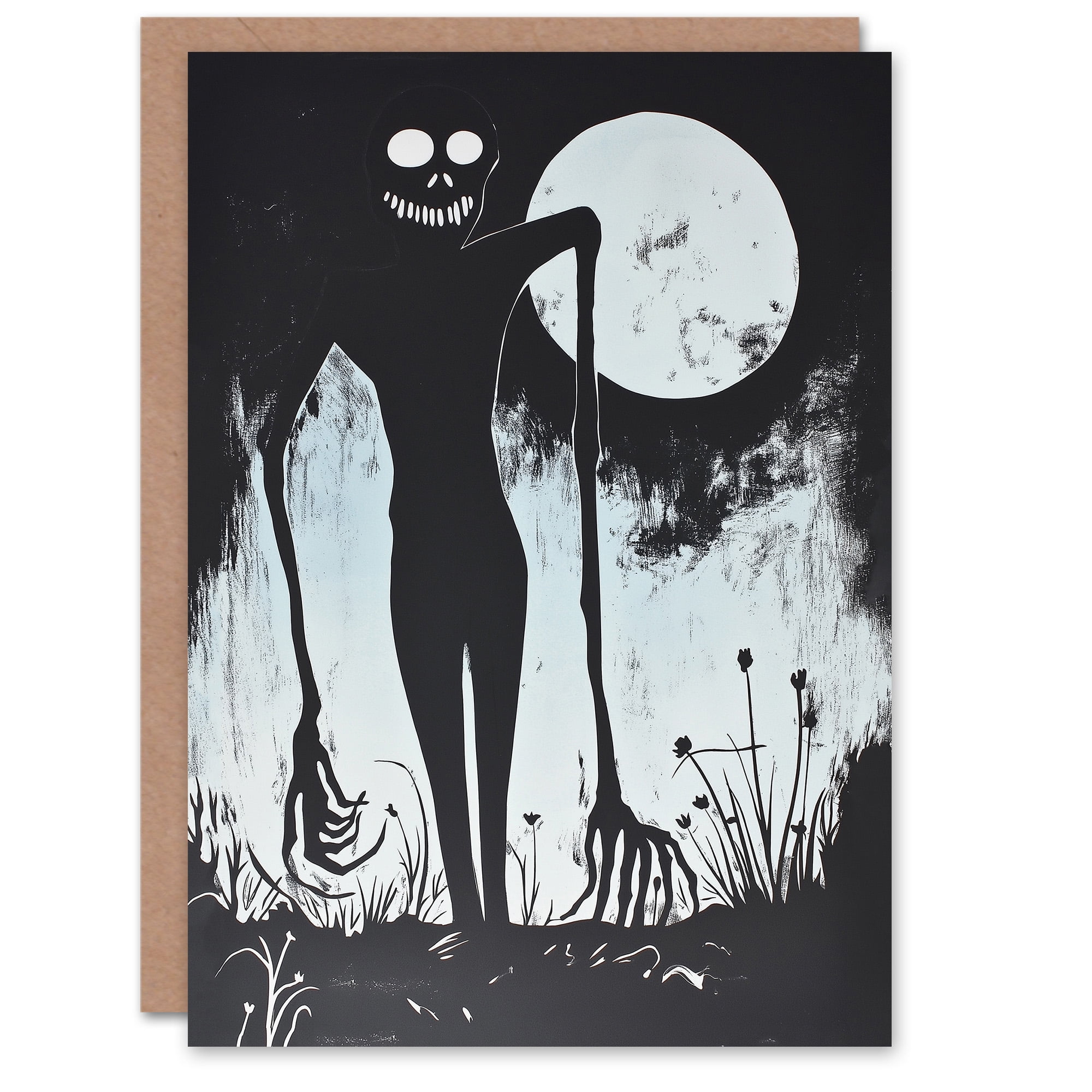 Artery8 Greeting Card Creepy Horror Figure Full Moon Evil Blank For All ...