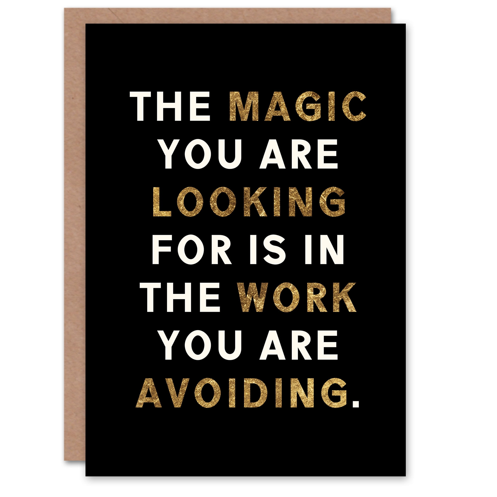 Artery8 Greeting Card Dipen Parmar Magic Black Gold Motivational Quote Blank For Him Or Her Art ...