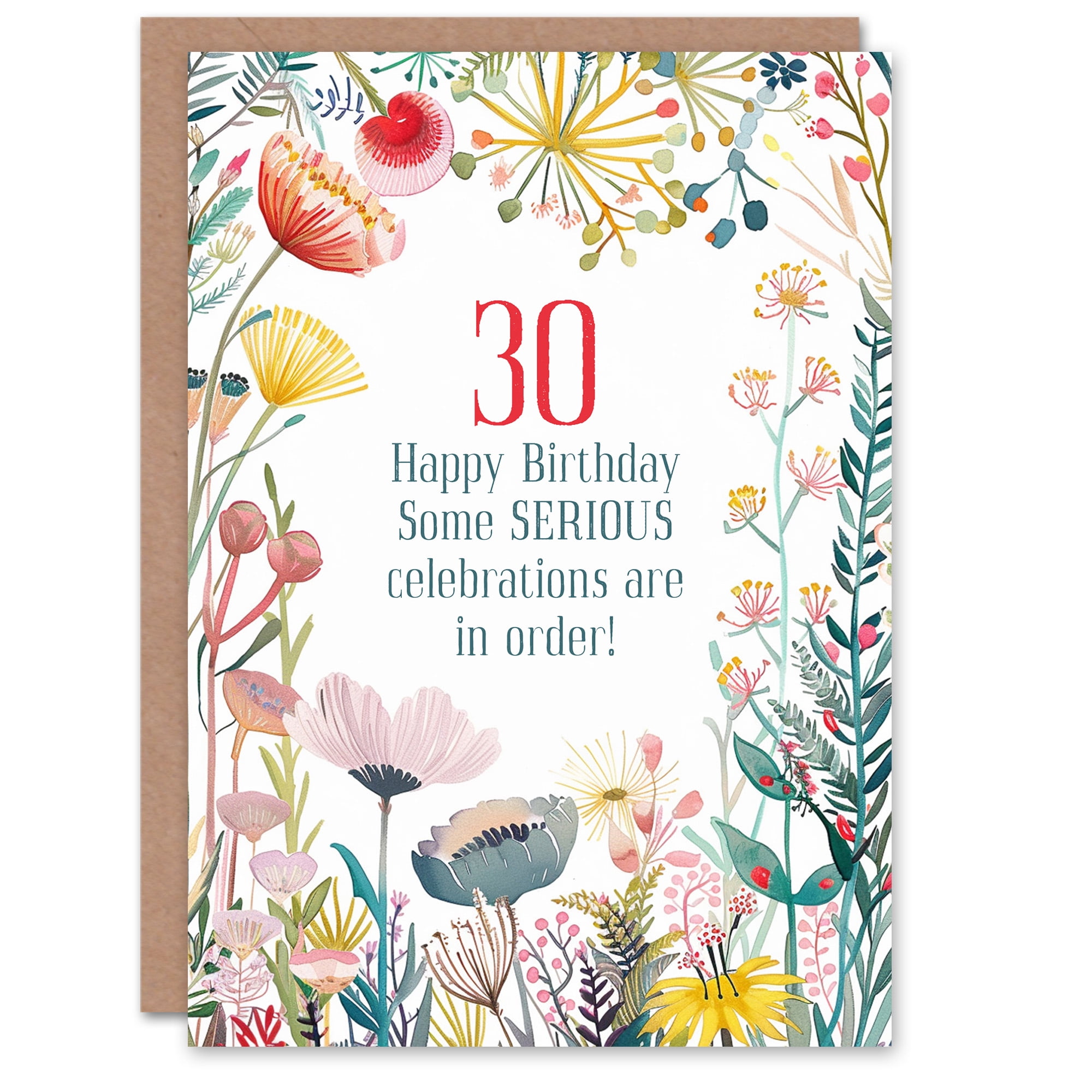 Artery8 Greeting Card Happy Flowers 30 Year Old Serious Celebrations ...