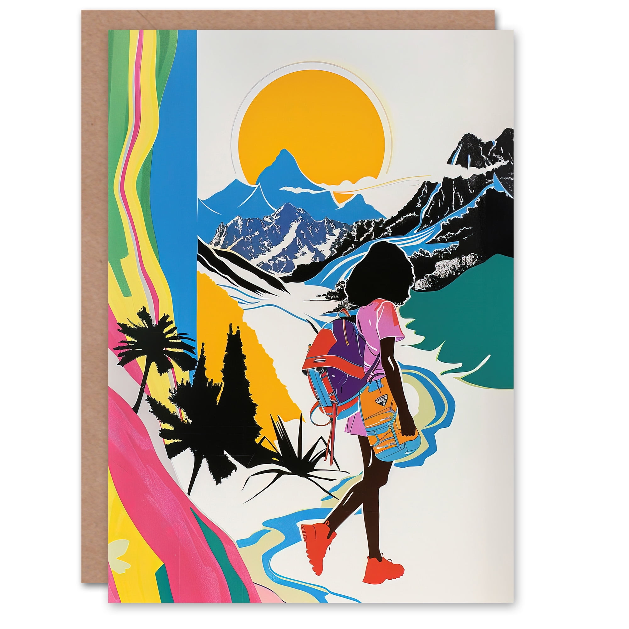 Artery8 Greeting Card Hiking Outdoor Adventure Graphic Conceptual Art ...
