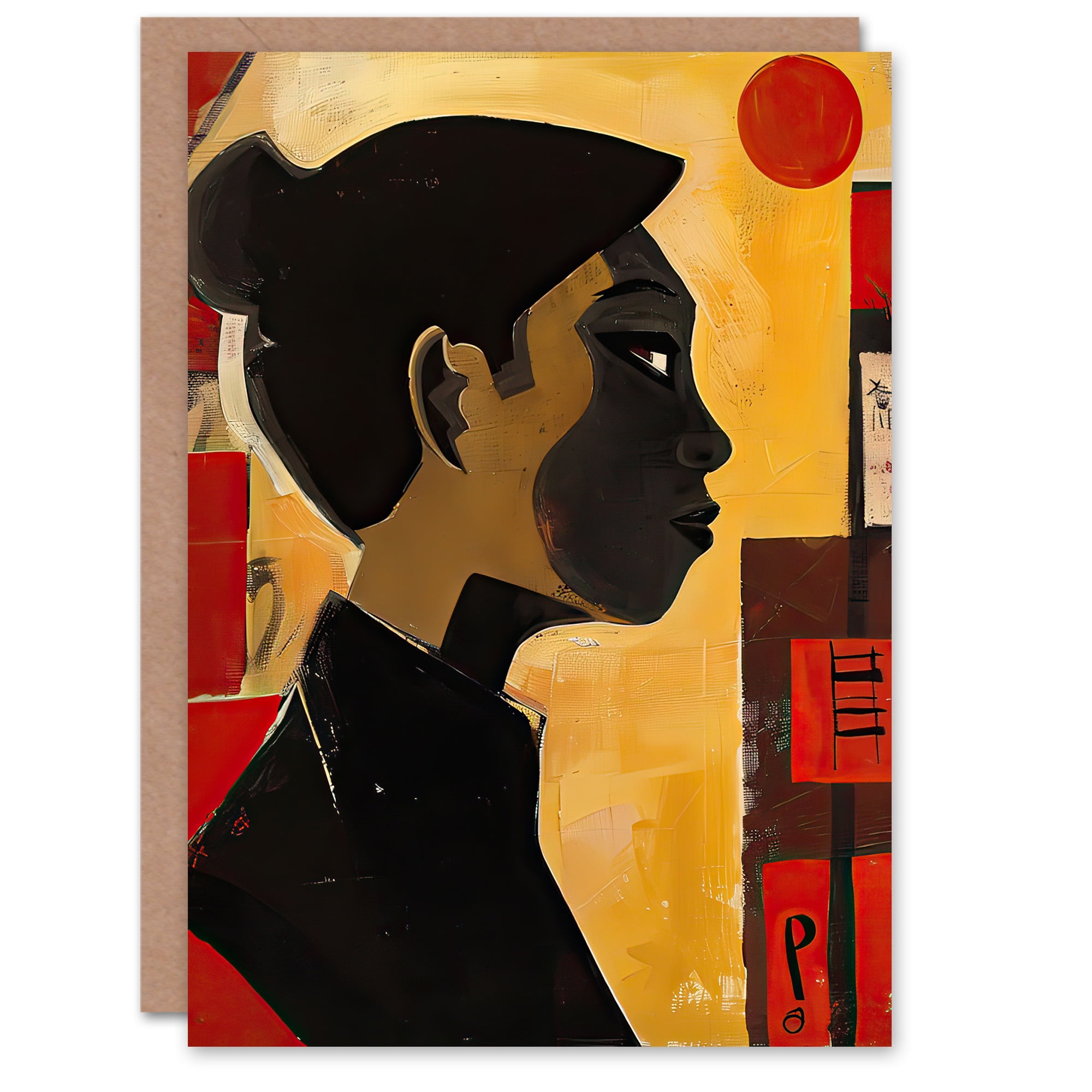 Artery8 Greeting Card Japanese Woman Traditional Dress Profile Portrait ...