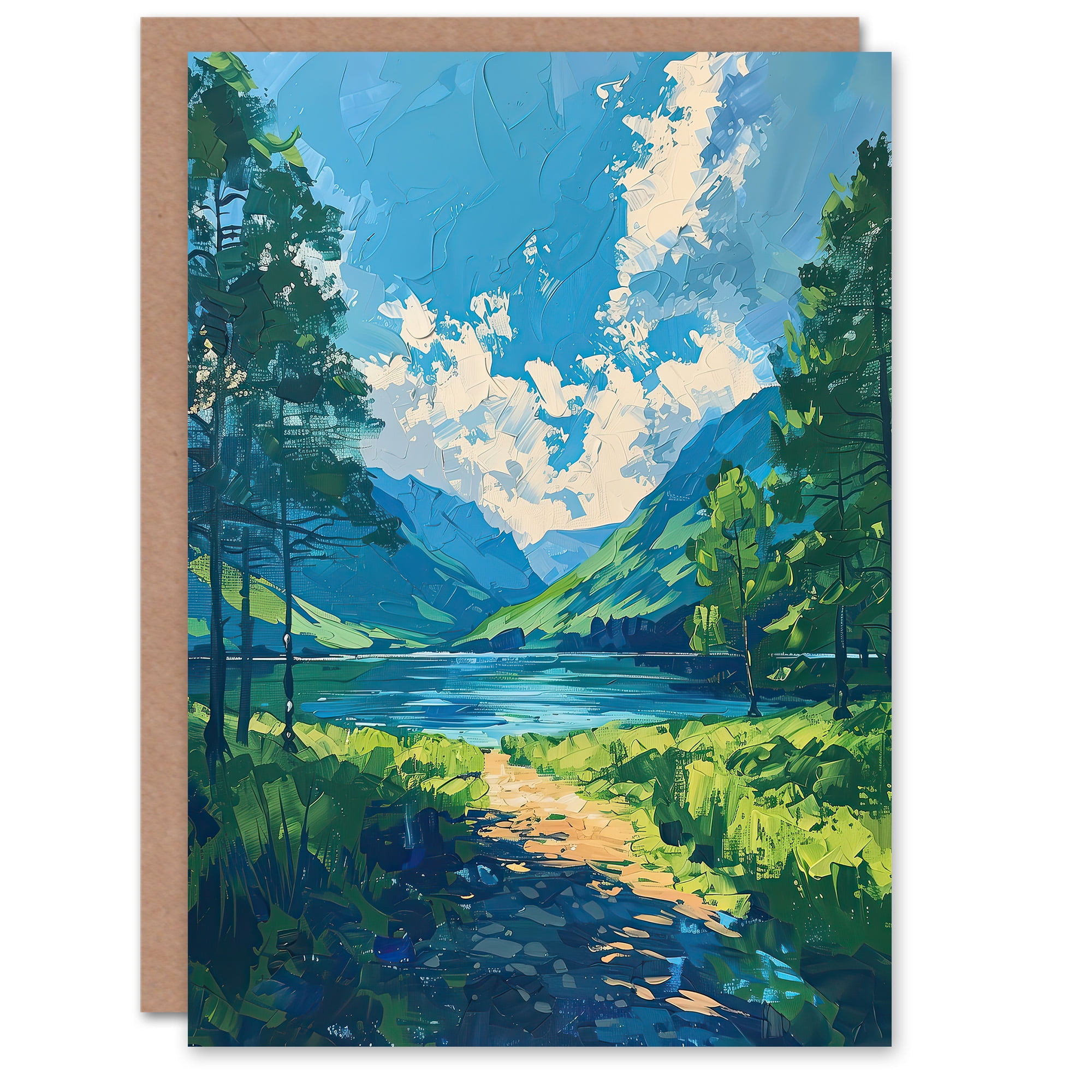 Artery8 Greeting Card Lake District Windermere Acrylic Landscape Summer Blank For Him Or Her Art ...