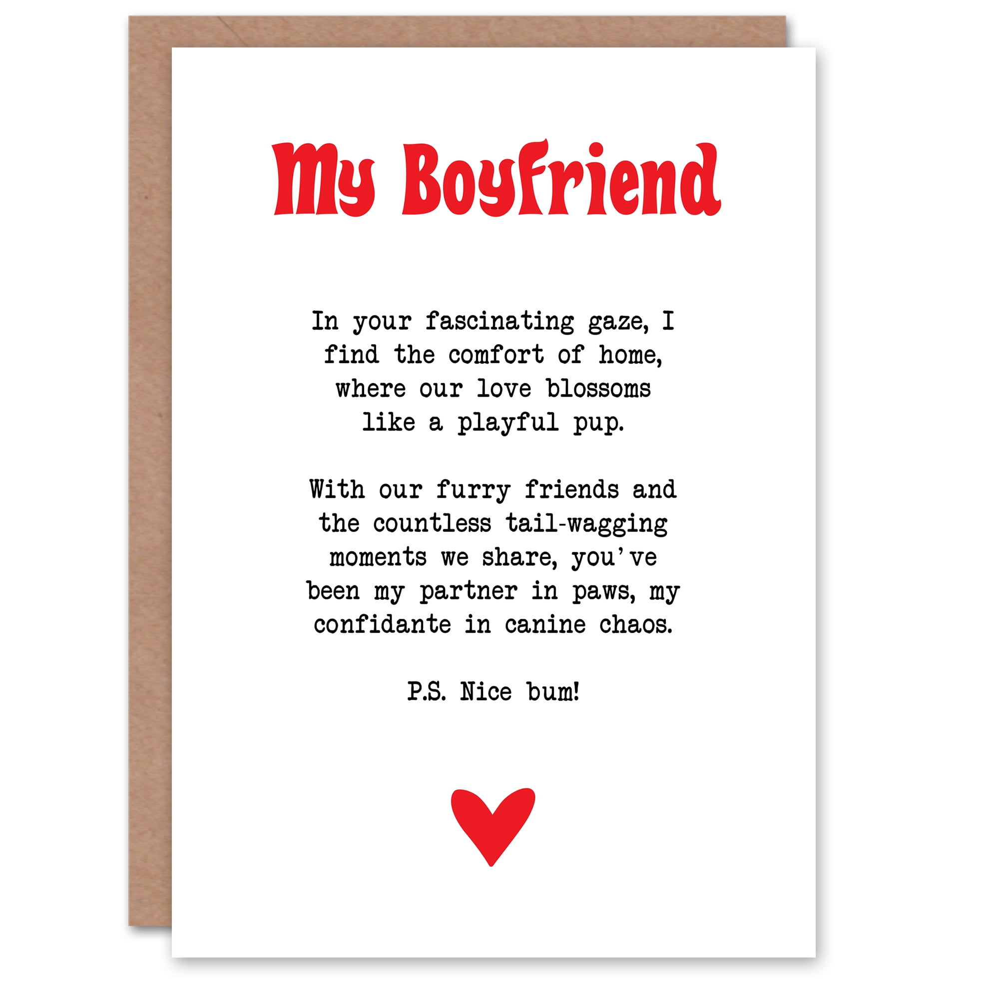 Artery8 Greeting Card Love Poem Dog Lover Boyfriend Romantic Poetry Fun ...