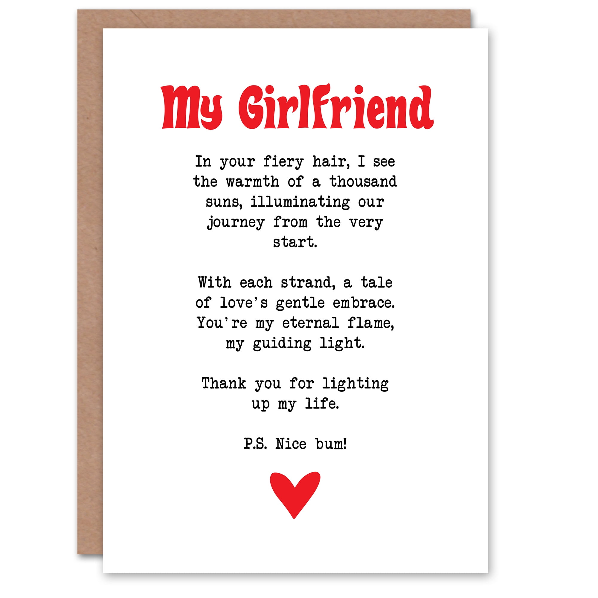 Artery8 Greeting Card Love Poem Ginger Girlfriend Romantic Funny For ...