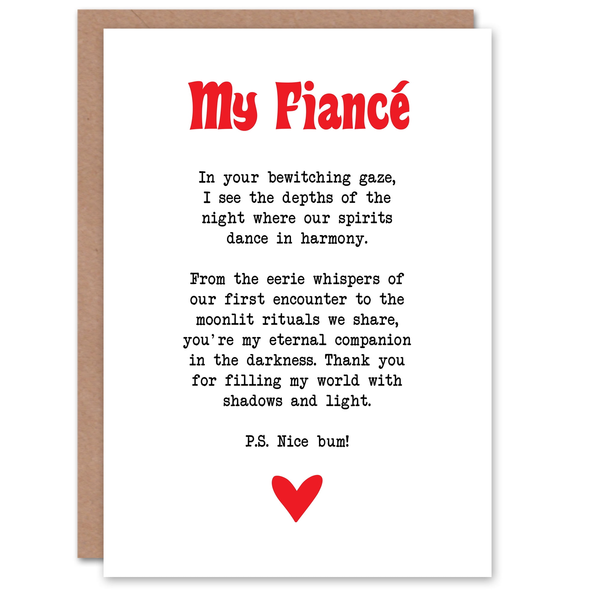 Artery8 Greeting Card Love Poem Goth Fiancé Romantic Poetry Fun For Him ...