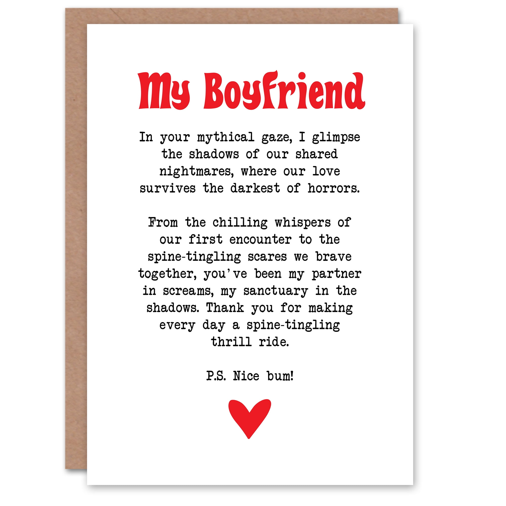 Artery8 Greeting Card Love Poem Horror Fan Boyfriend Romantic Poetry ...