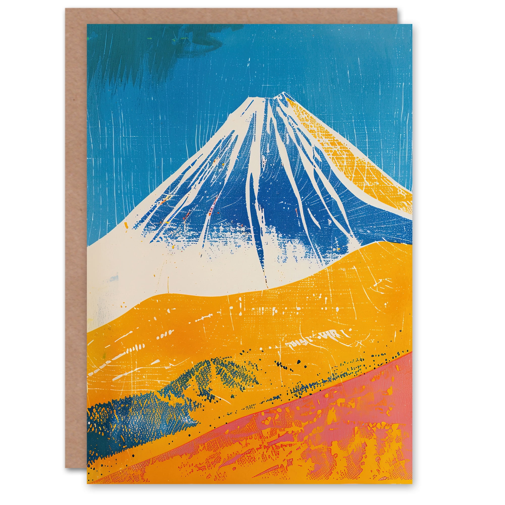 Artery8 Greeting Card Mount Fuji Japan Orange Blue Volcano Blank For ...