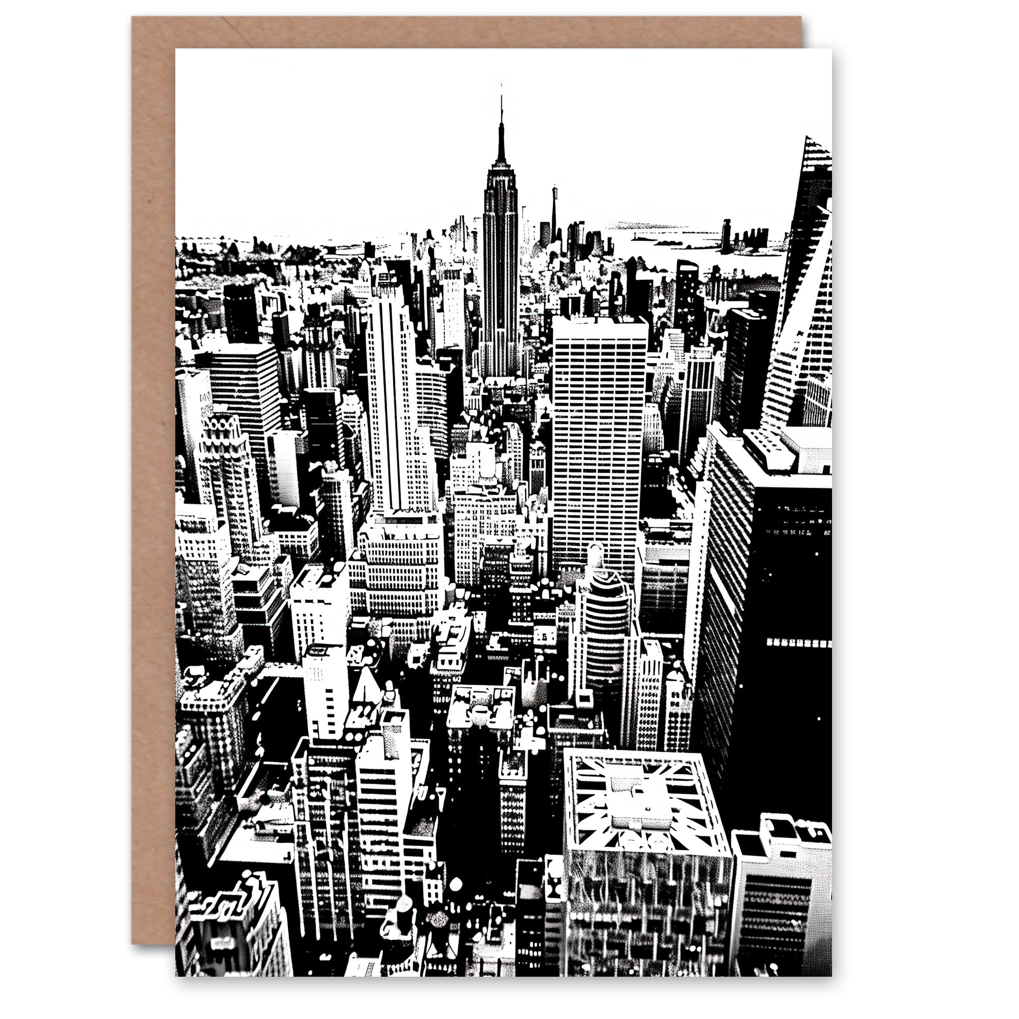 Artery8 Greeting Card New York Aerial View Black White High Contrast ...
