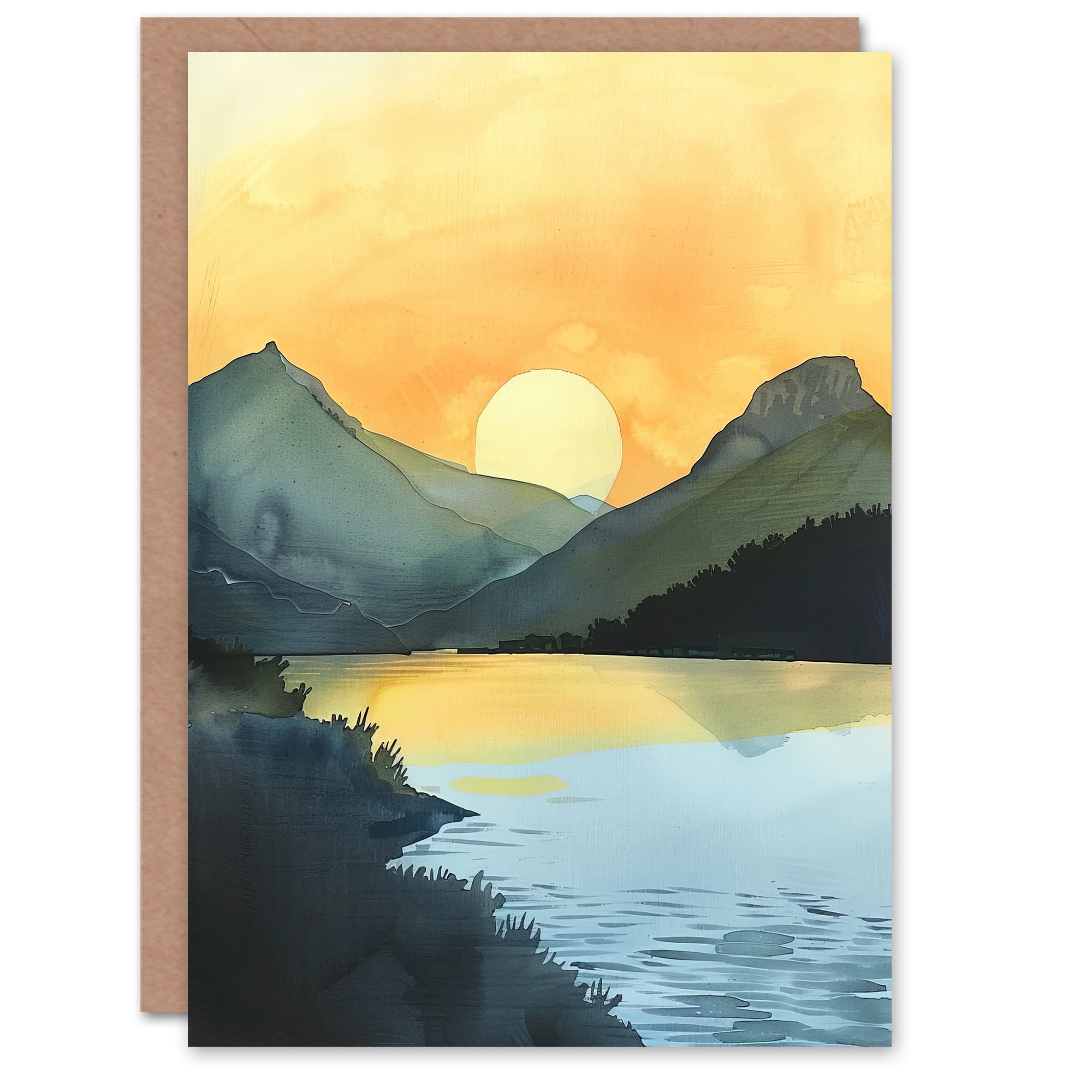 Artery8 Greeting Card Redfish Lake Mountain Landscape Lakeside Sunrise ...