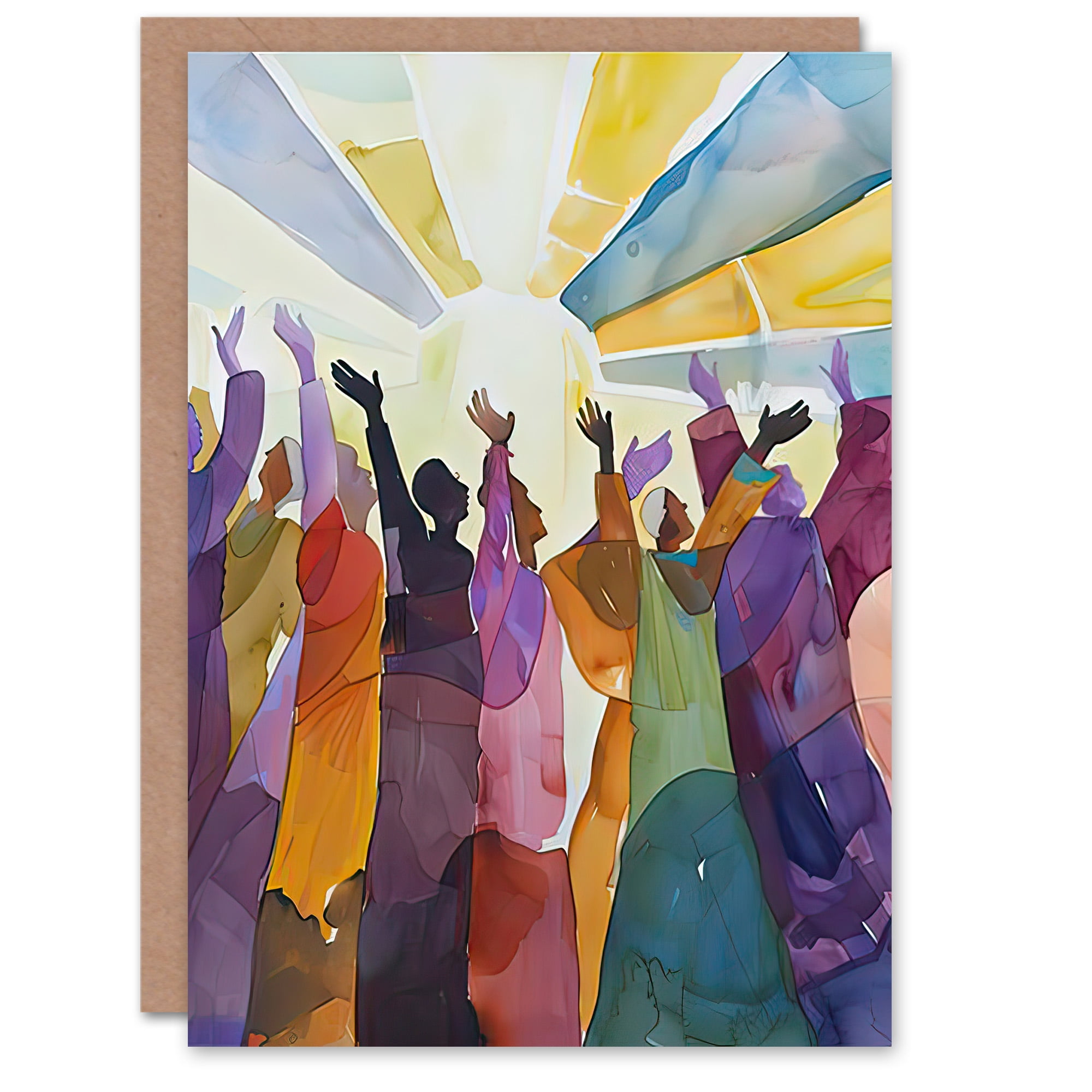 Artery8 Greeting Card Religious Choir Praise Stained Glass Watercolour ...