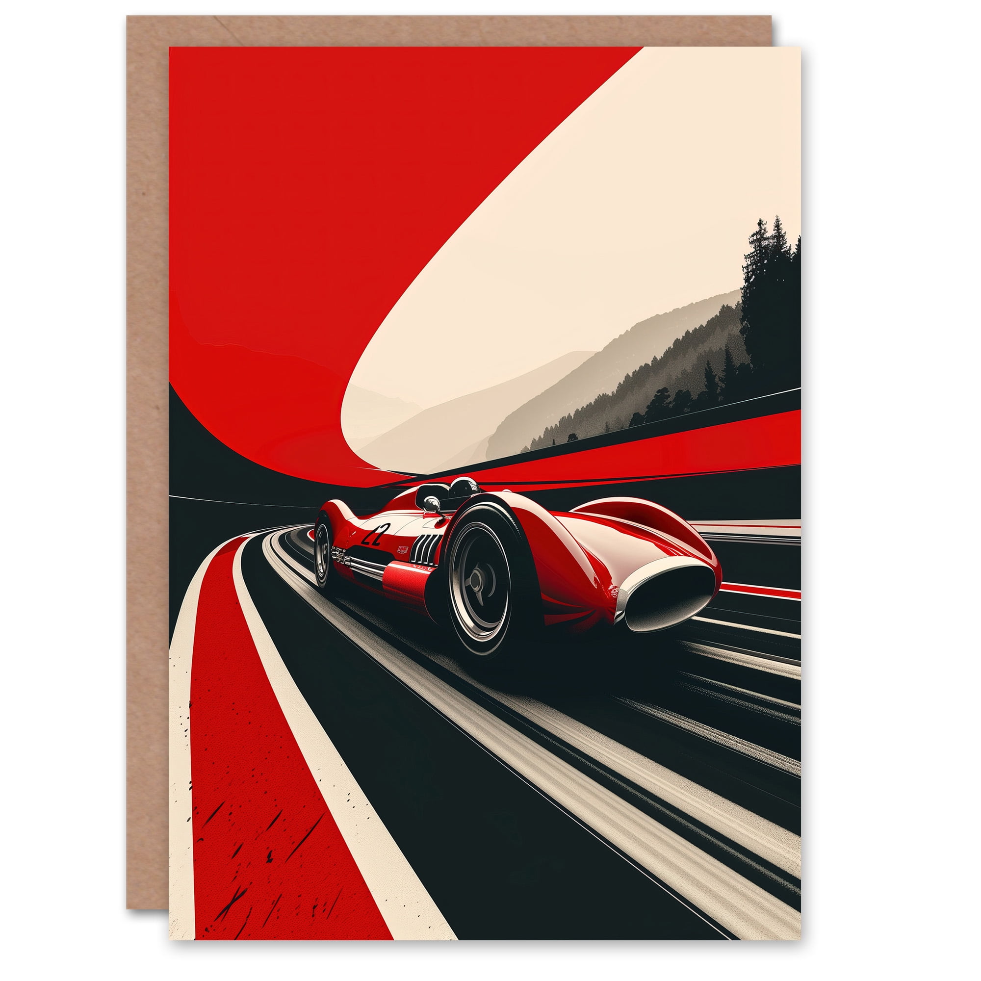 Artery8 Greeting Card Retro Futuristic Race Car Dynamic Sport Track For ...
