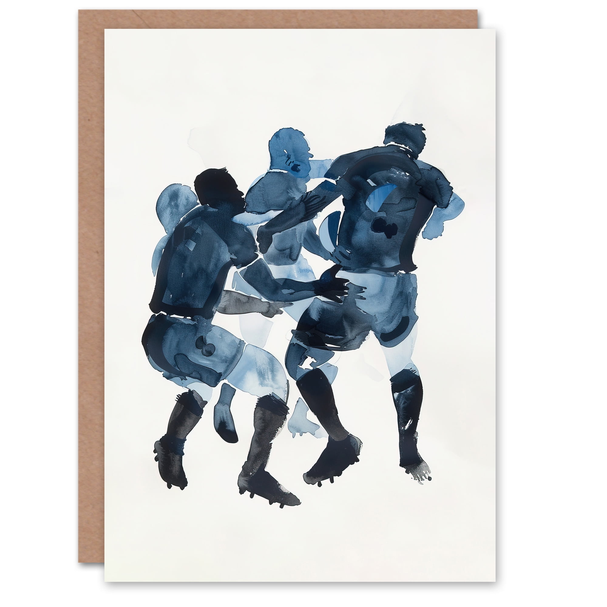 Artery8 Greeting Card Scrum Rugby Football Sport Players Watercolour ...