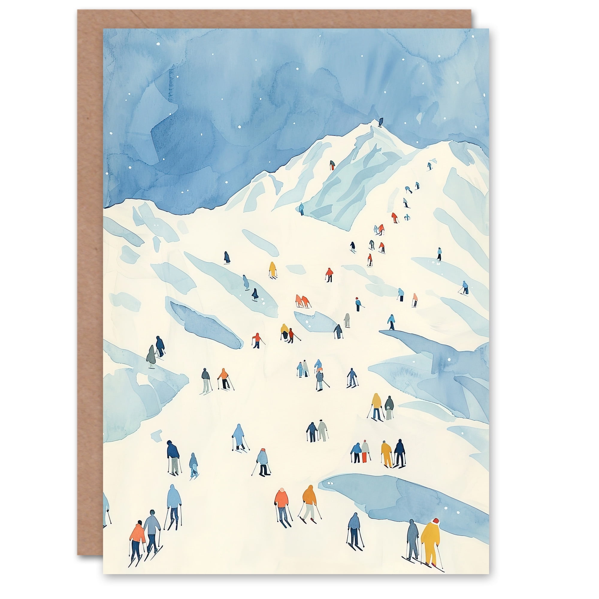 Artery8 Greeting Card Ski Winter Sport Snow Alps Travel Watercolour ...
