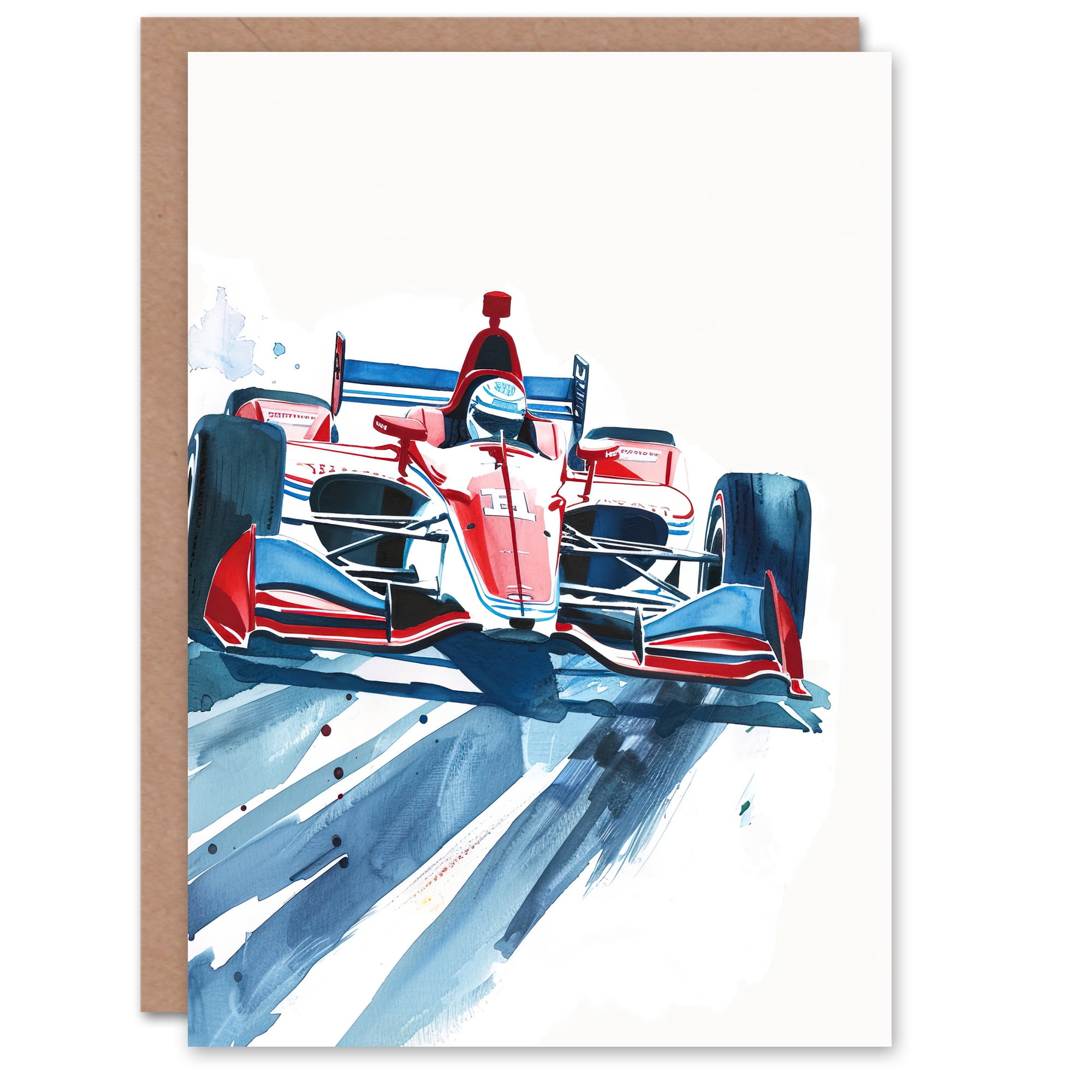 Artery8 Greeting Card Sport Red Race Car Motorsport Racing For Him Man ...