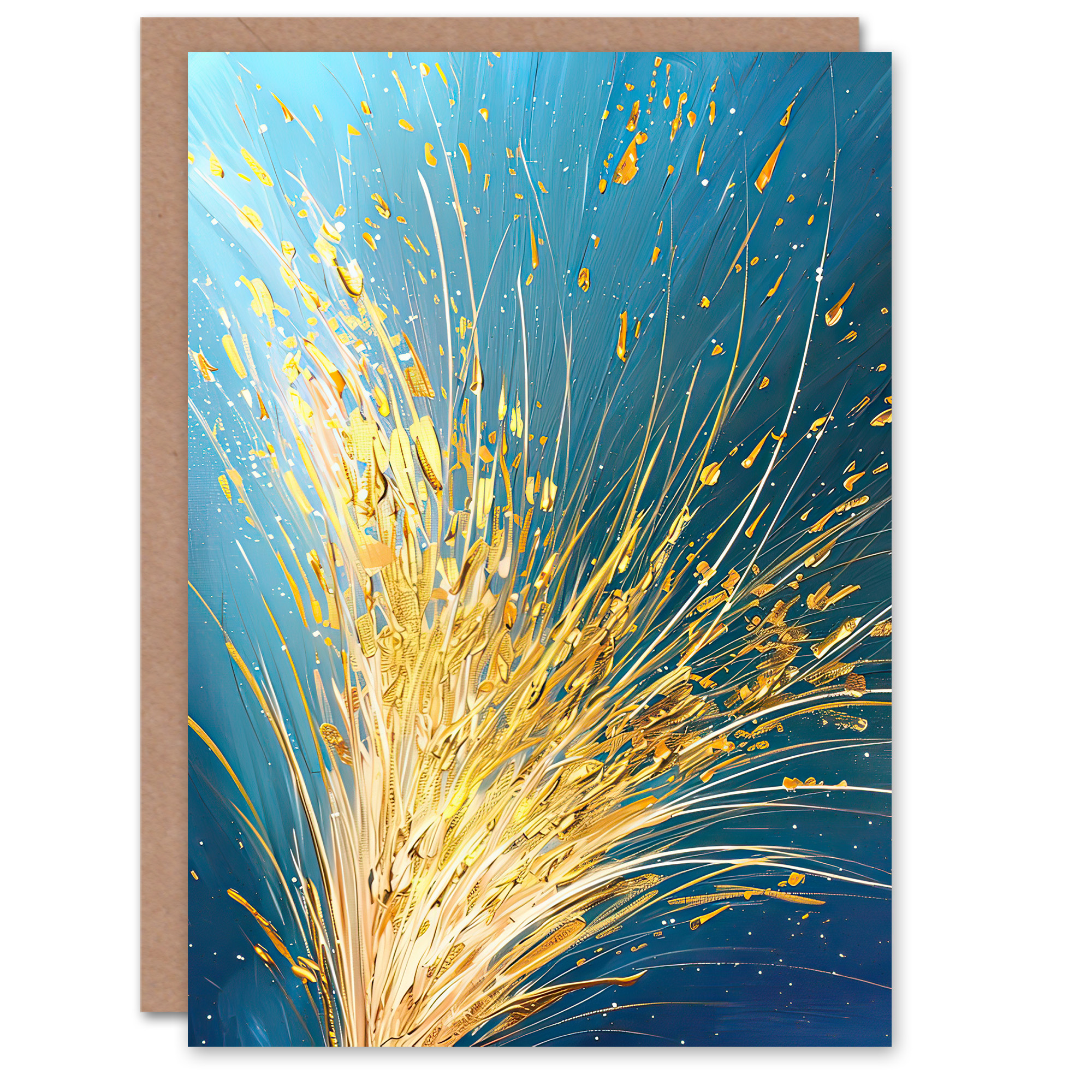 Artery8 Greeting Card Spray Golden Wheat Acrylic Painting Teal Harvest ...