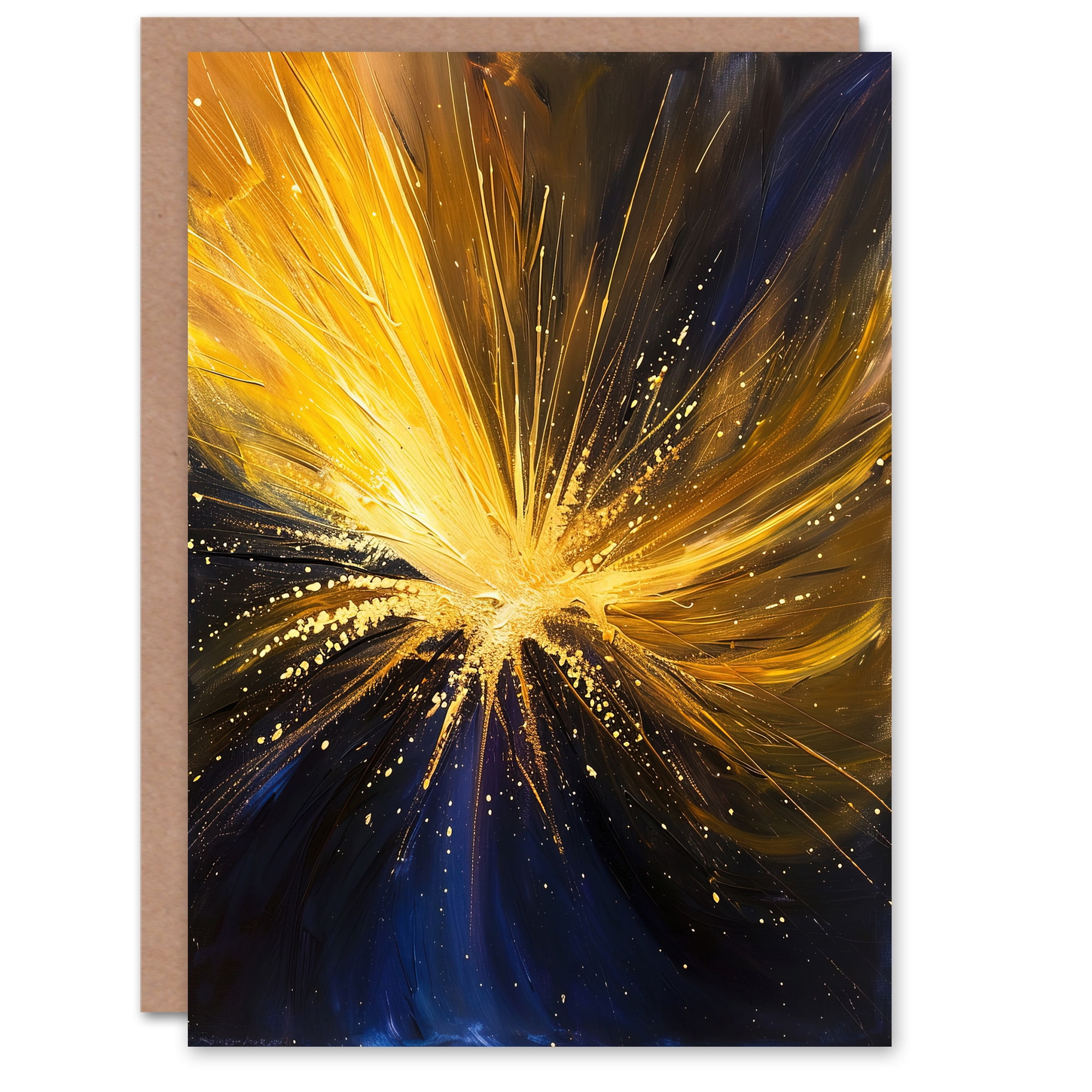 Artery8 Greeting Card Star Explosion Gold Blue Night Sky Space Firework ...