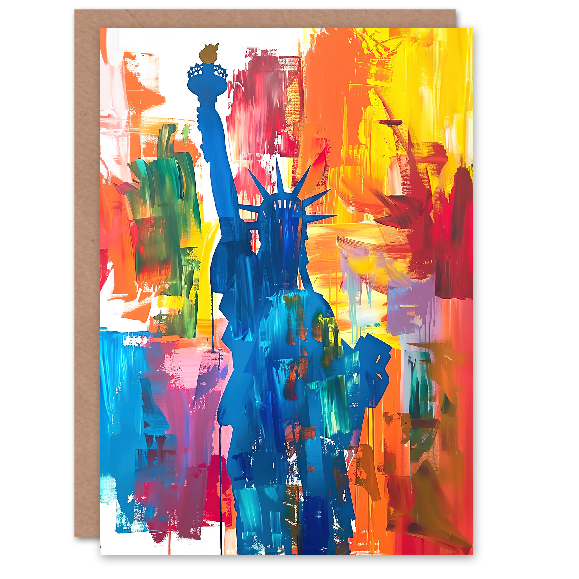 Artery8 Greeting Card Statue of Liberty NYC Colourful Bright Acrylic ...