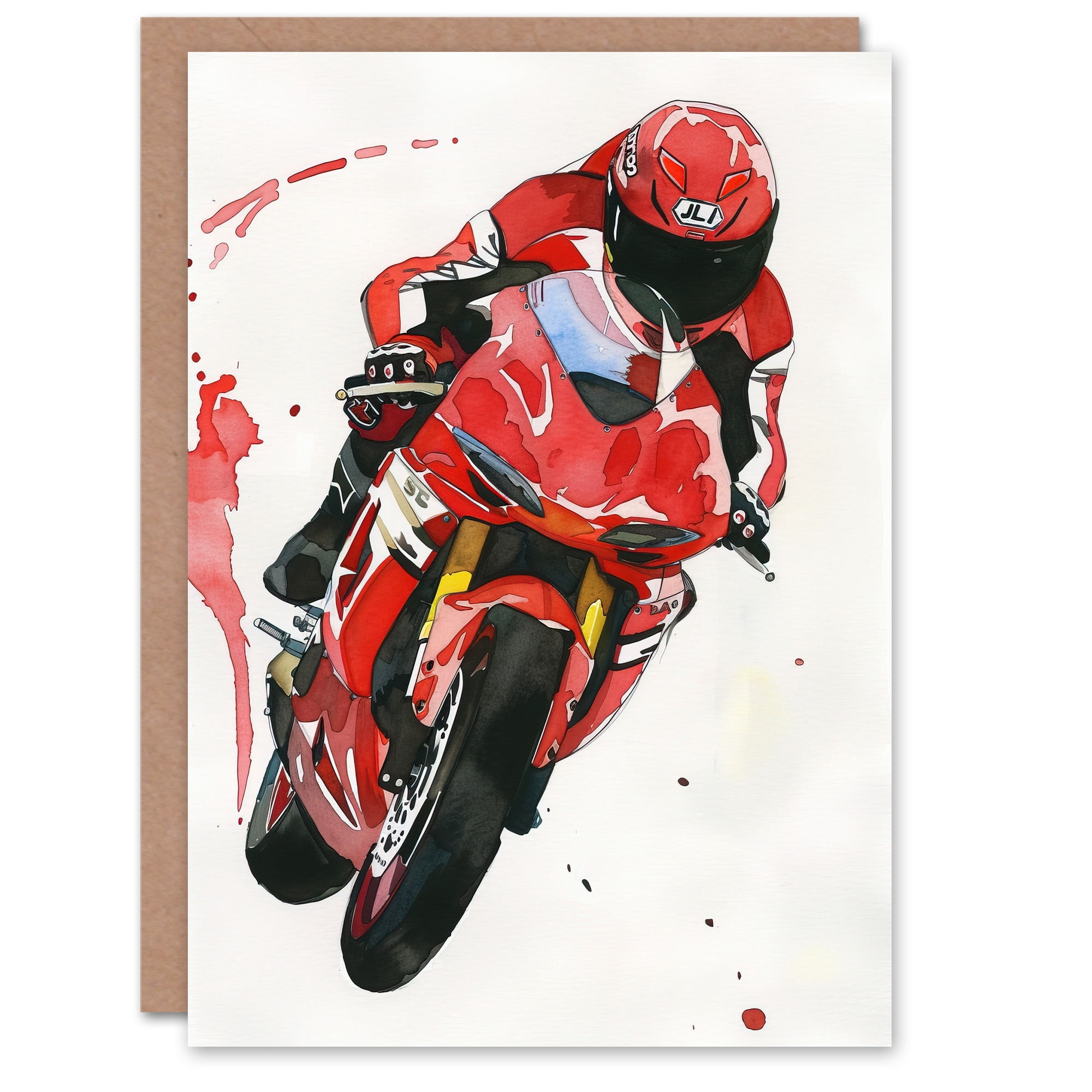 Artery8 Greeting Card Superbike World Championship Red Motorcycle Rider ...