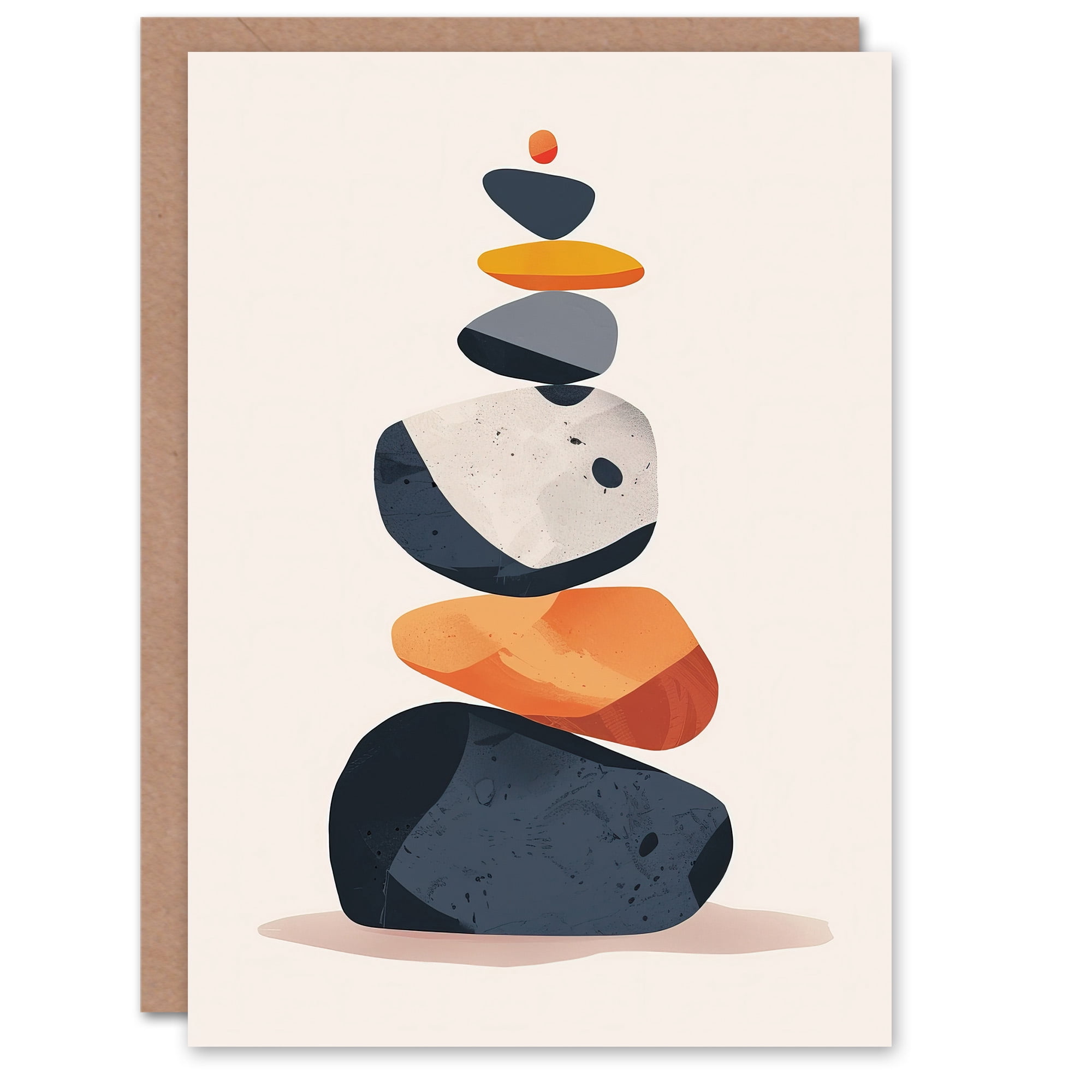 Artery8 Greeting Card Vertical Stacked Stones Zen Bright Graphic Boho ...