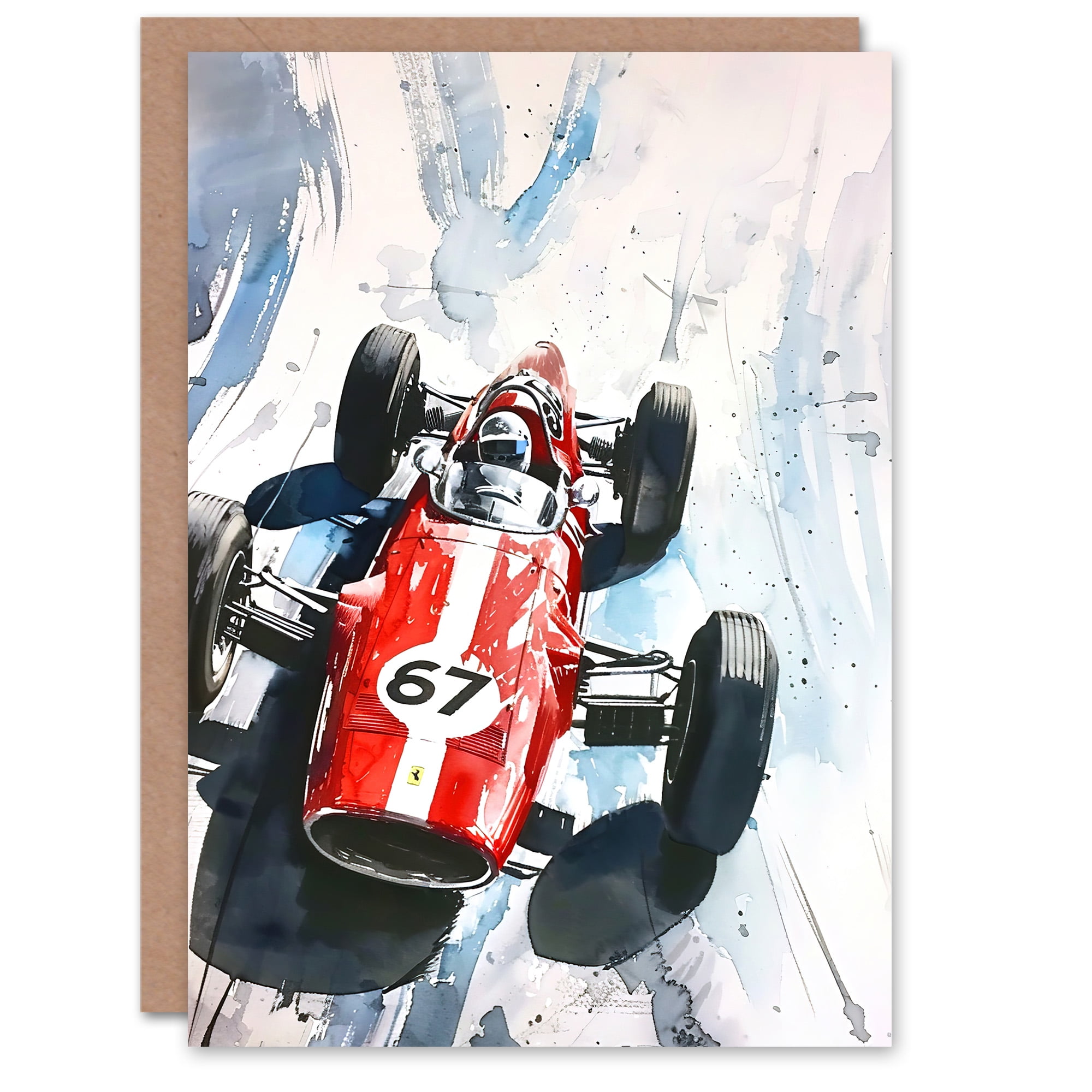 Artery8 Greeting Card Vintage Race Car Motor Sport Racing Painting For ...