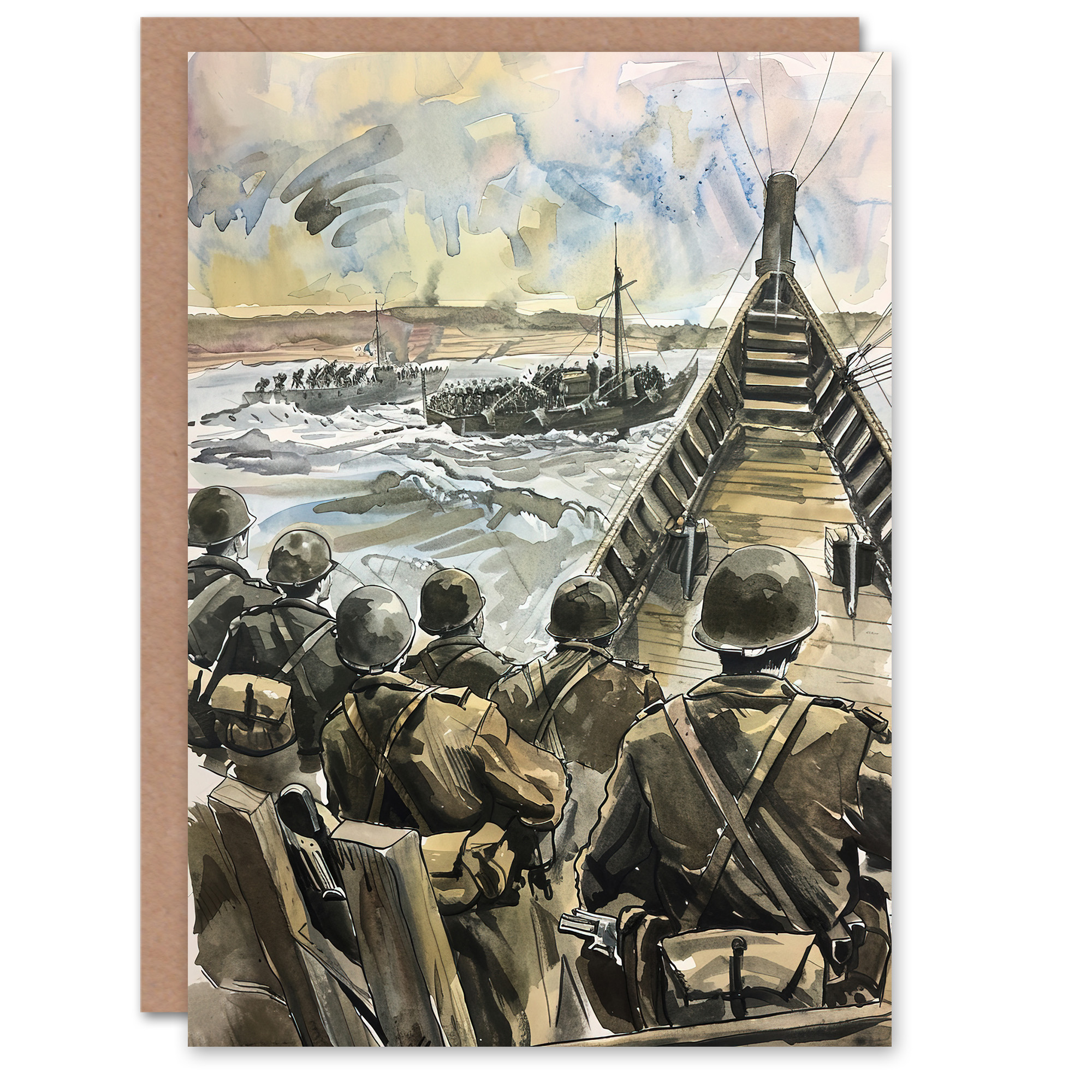 Artery8 Greeting Card War Military Normandy Landing D Day Watercolour ...