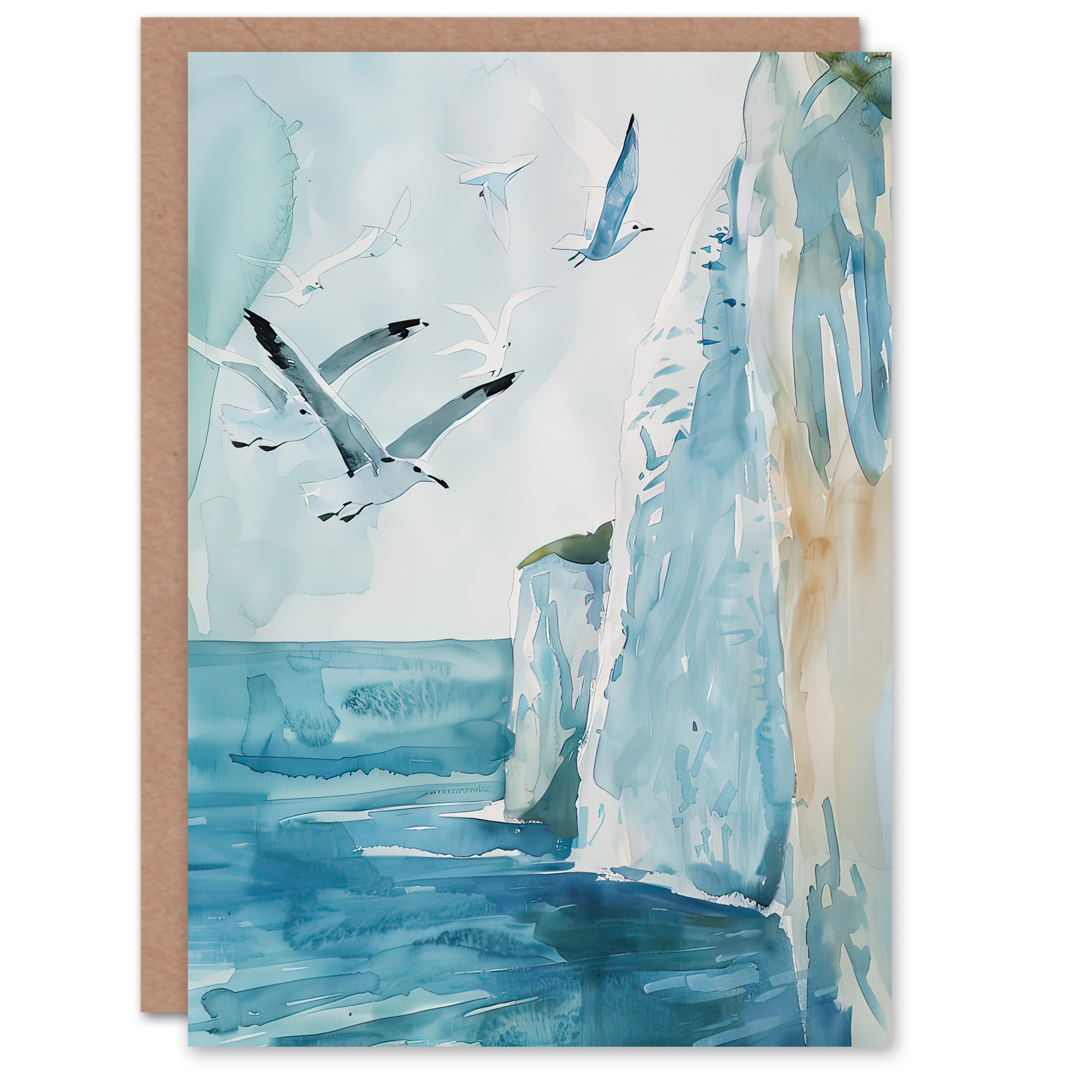 Artery8 Greeting Card White Cliffs of Dover England Seagulls Coastal ...