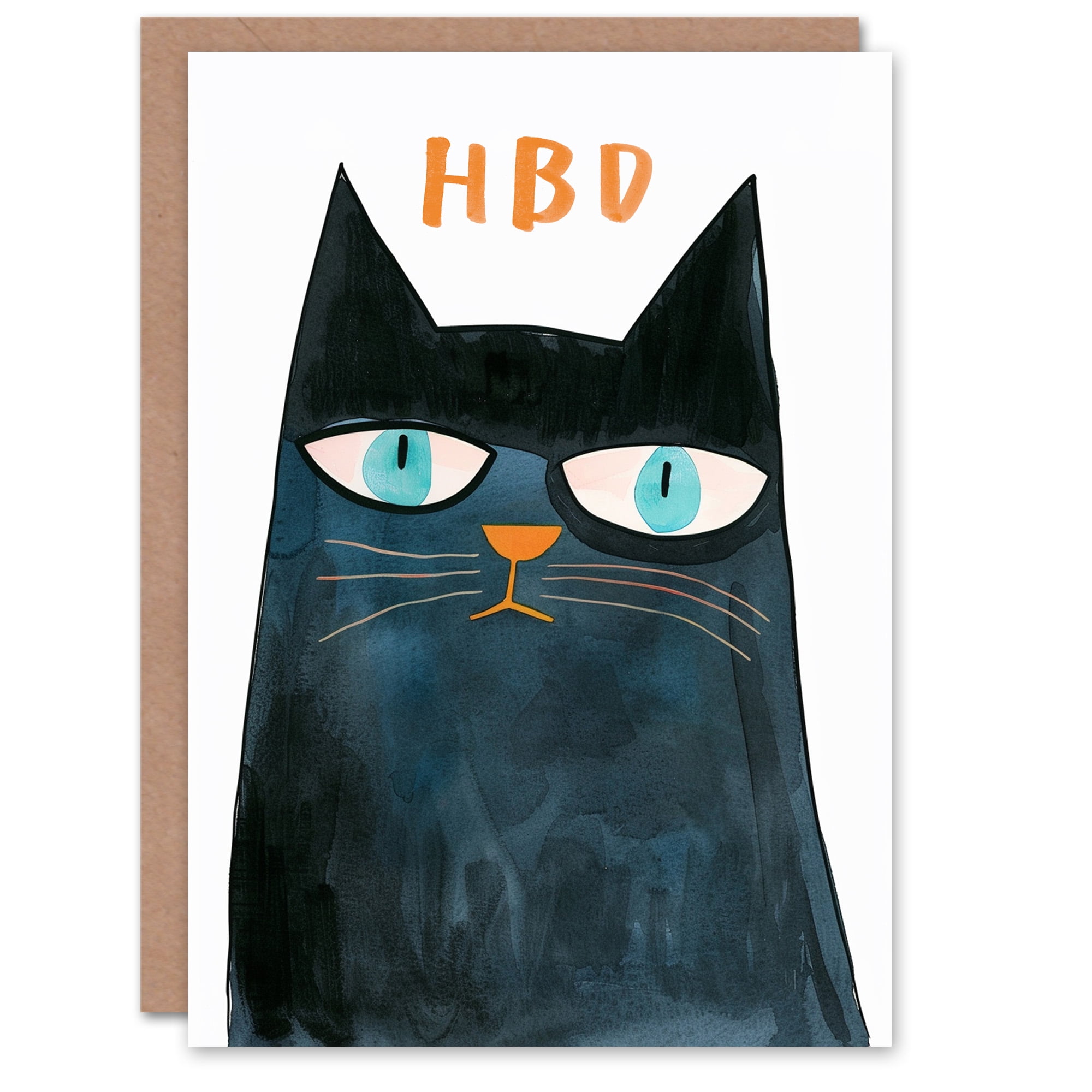 Artery8 HBD Blue Eyed Grumpy Cat Lover Watercolour Blank For Him Or Her ...