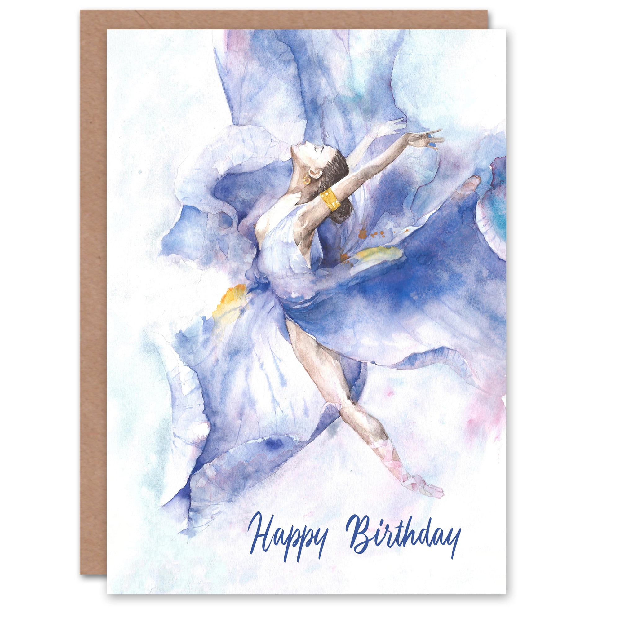 Artery8 Happy Birthday Ballerina Girl Ballet Watercolor Birthday Card ...
