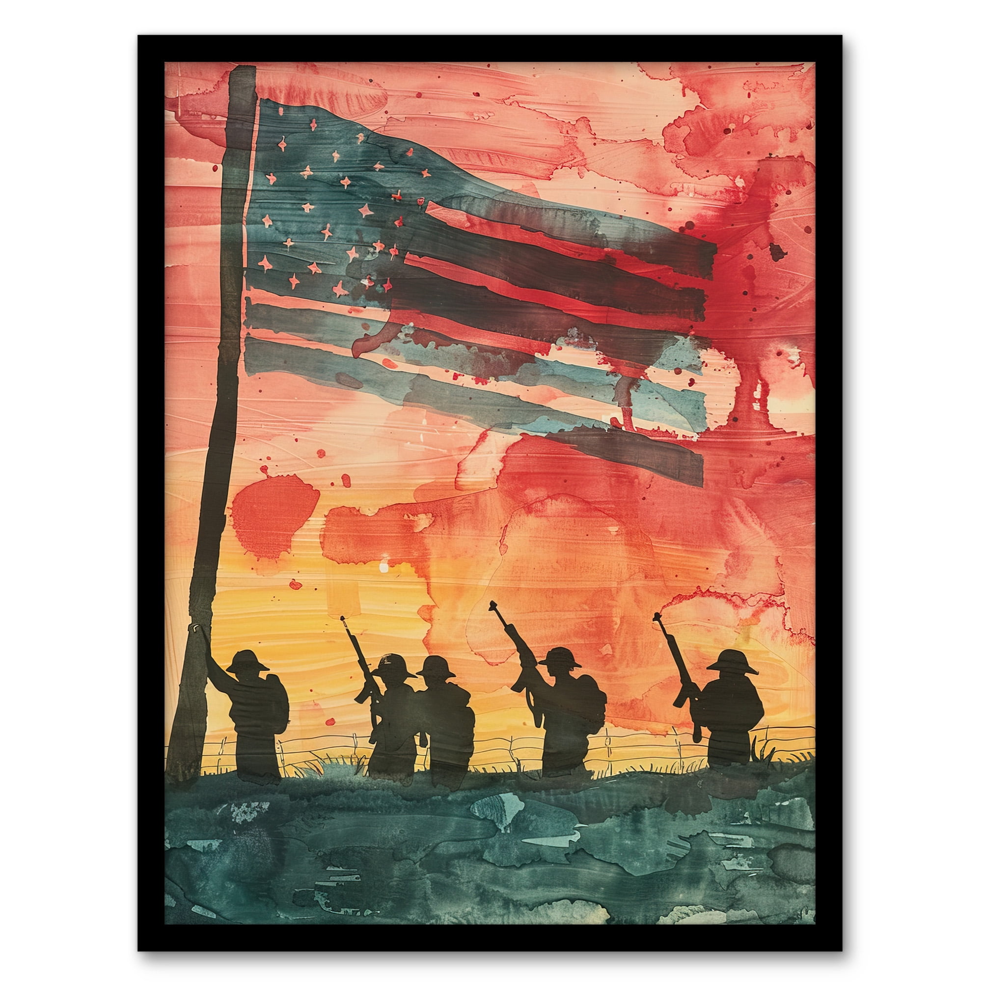 Artery8 Iwo Jima War WWII USA Soldiers Flag Stars Stripes Man Cave ...