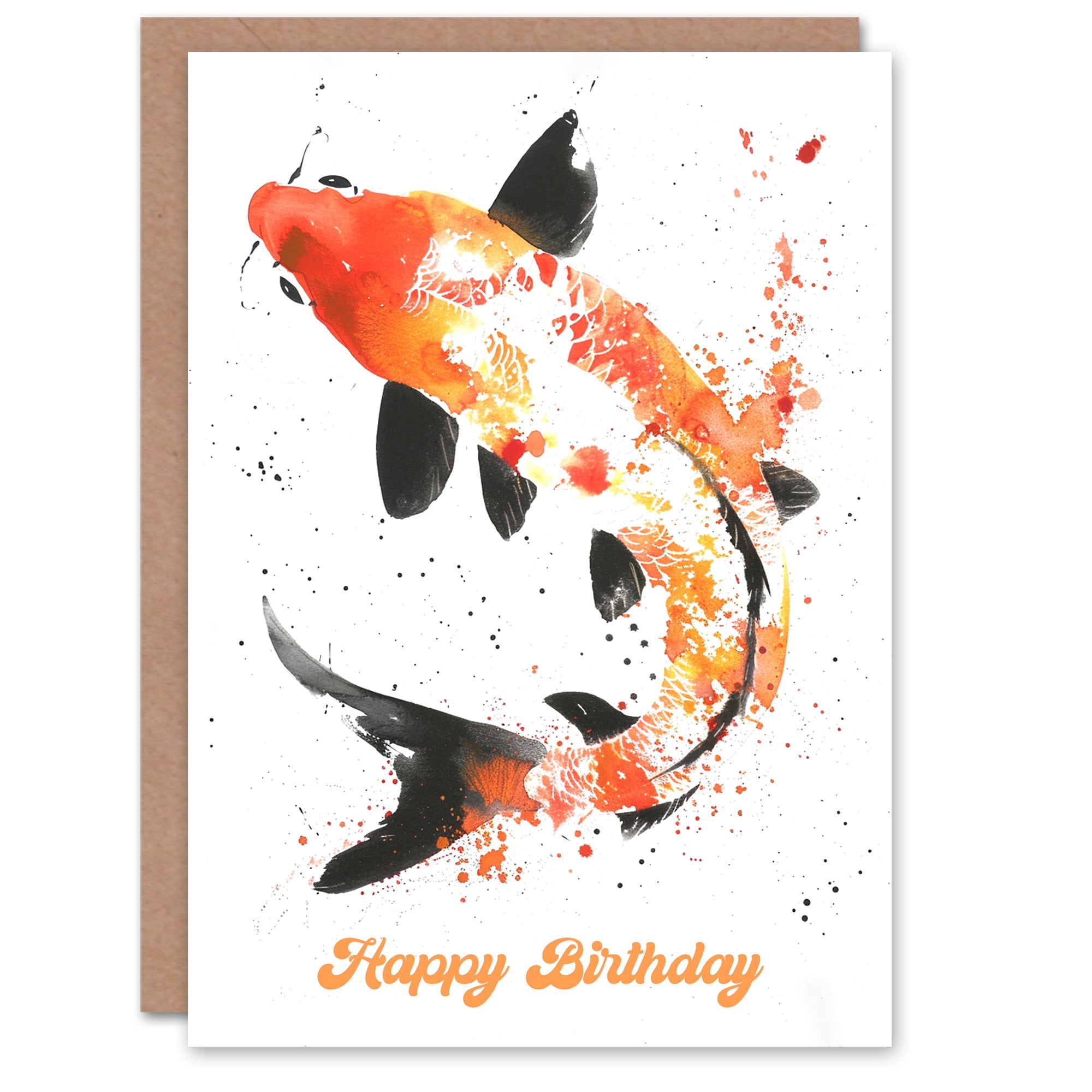 Artery8 Japanese Kohaku Koi Fish Watercolour Blank For Him Or Her Art ...