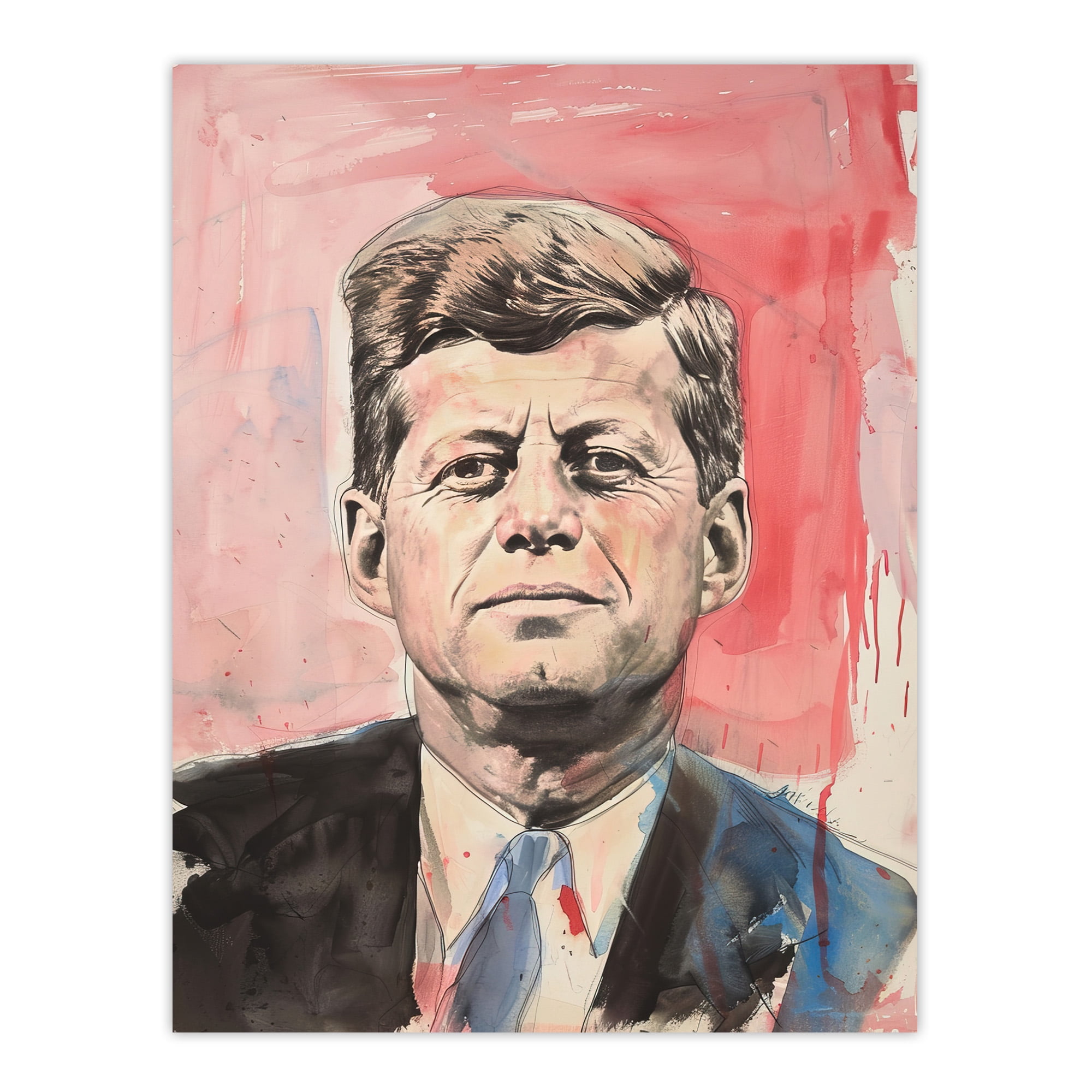 Artery8 John Kennedy JFK USA President Watercolour Man Cave Extra Large ...