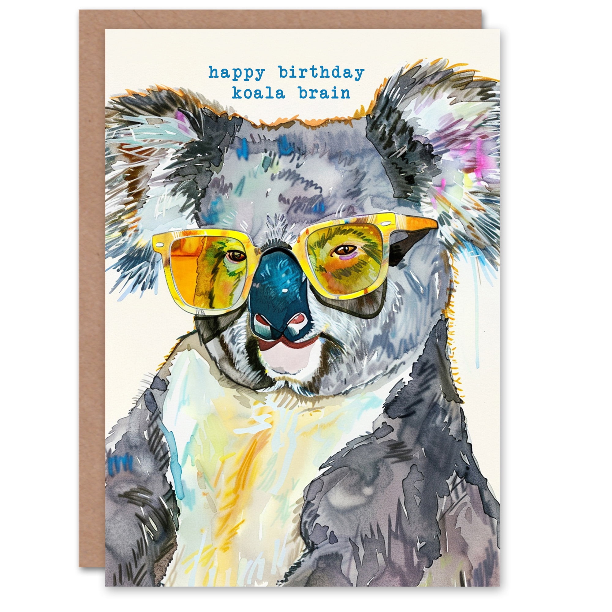 Artery8 Koala Brain Animal With Sunglasses Funny Cheeky Blank For Him ...
