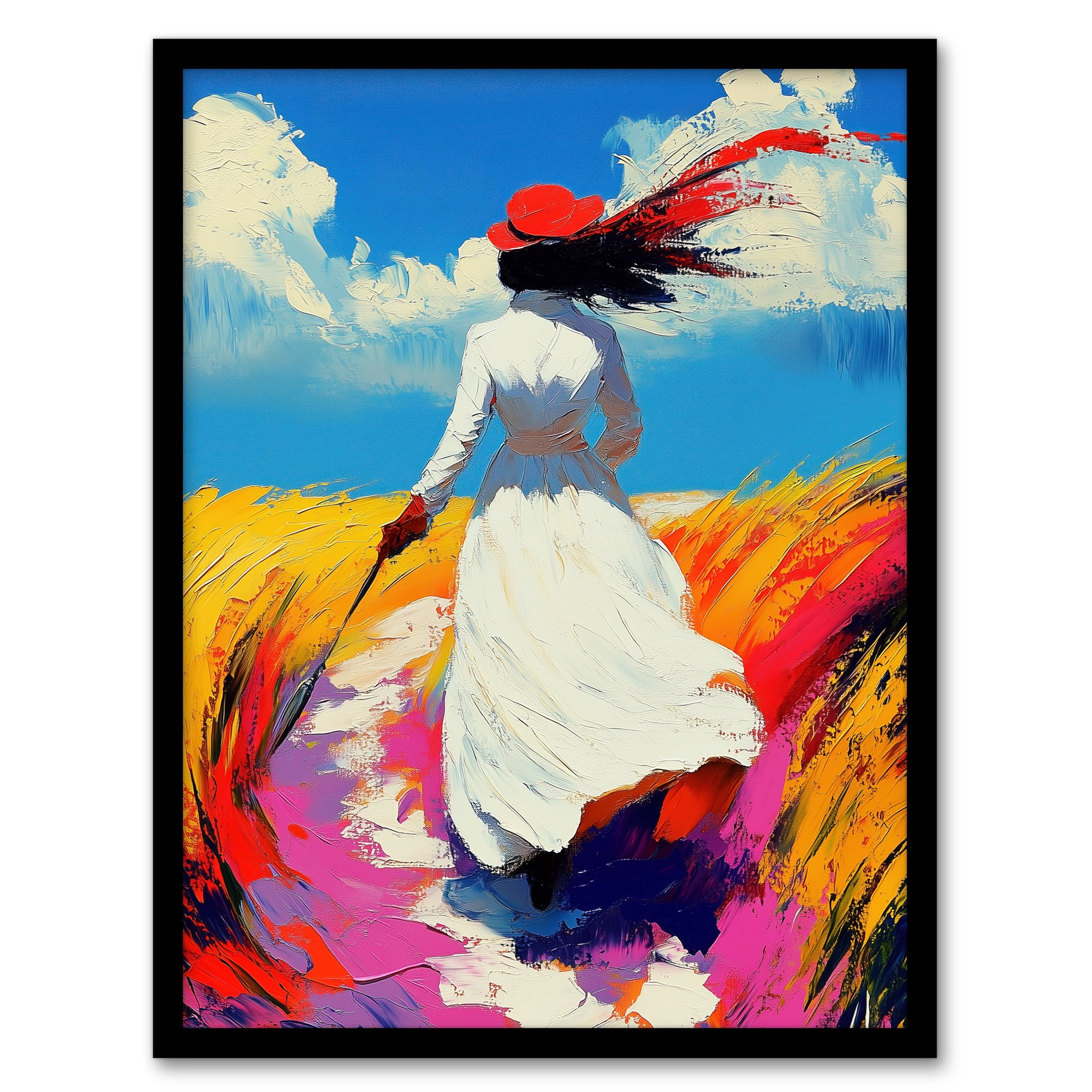 Artery8 Lady Walking Through Windy Wheat Field Landscape Living Room ...
