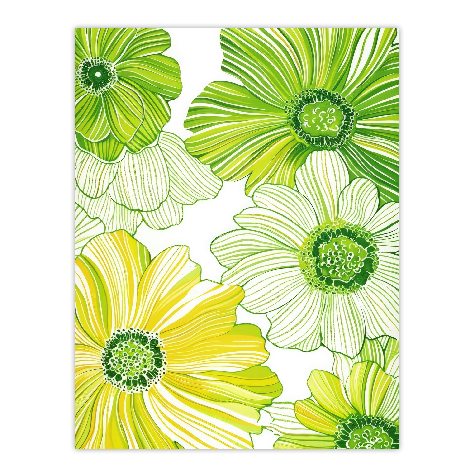 Artery8 Lime Green Spring Flower Blooms Floral Design For Living Room ...