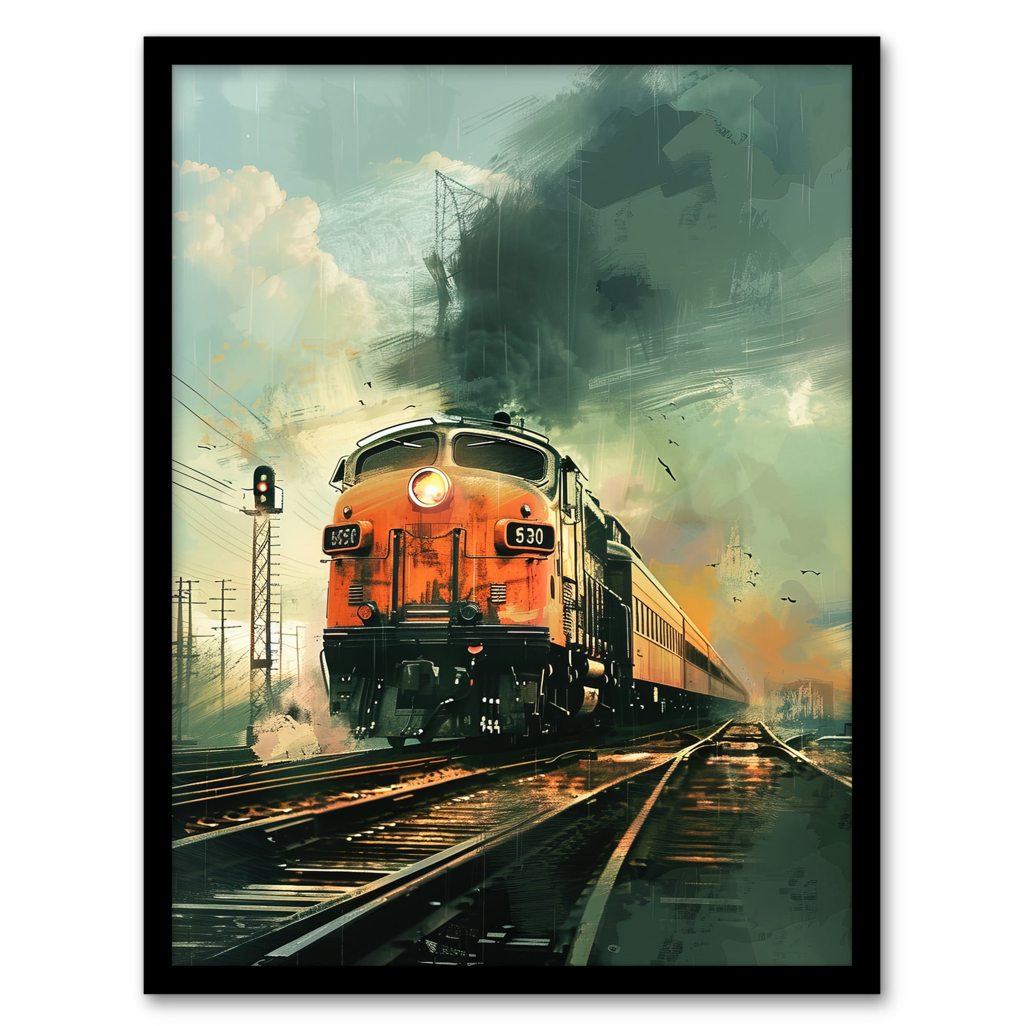 Artery8 Locomotive Train Front View Railway Painting Living Room ...
