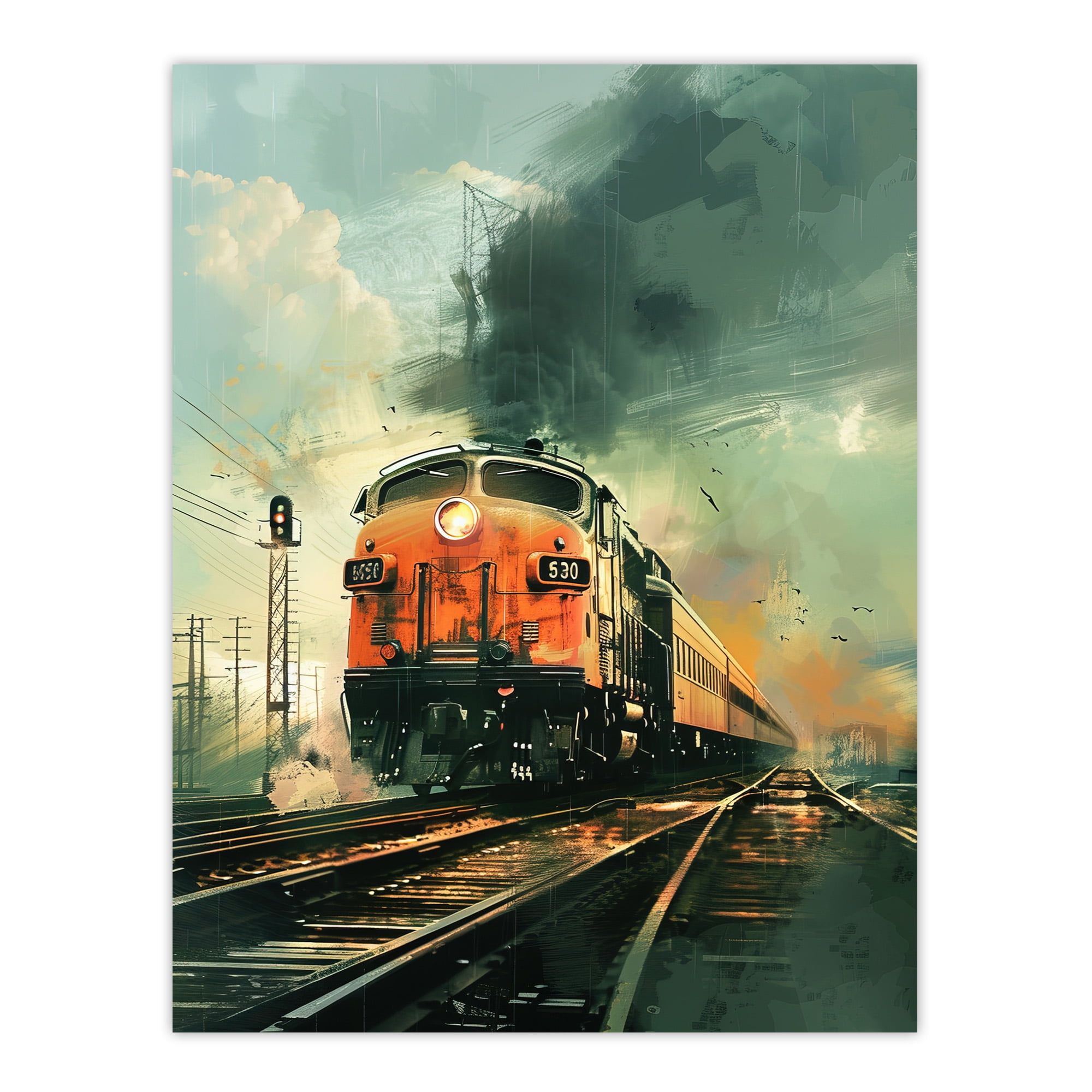 Artery8 Locomotive Train Front View Railway Painting Living Room Large ...
